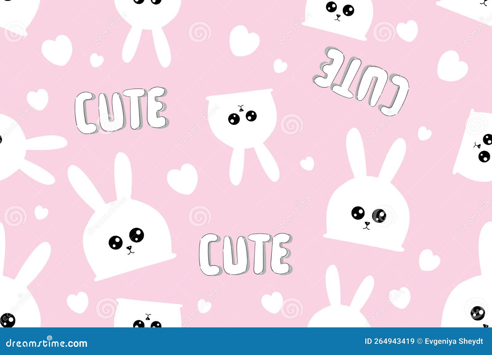 Cute Bunny with Text Inscription Seamless Background Repeating Pattern ...