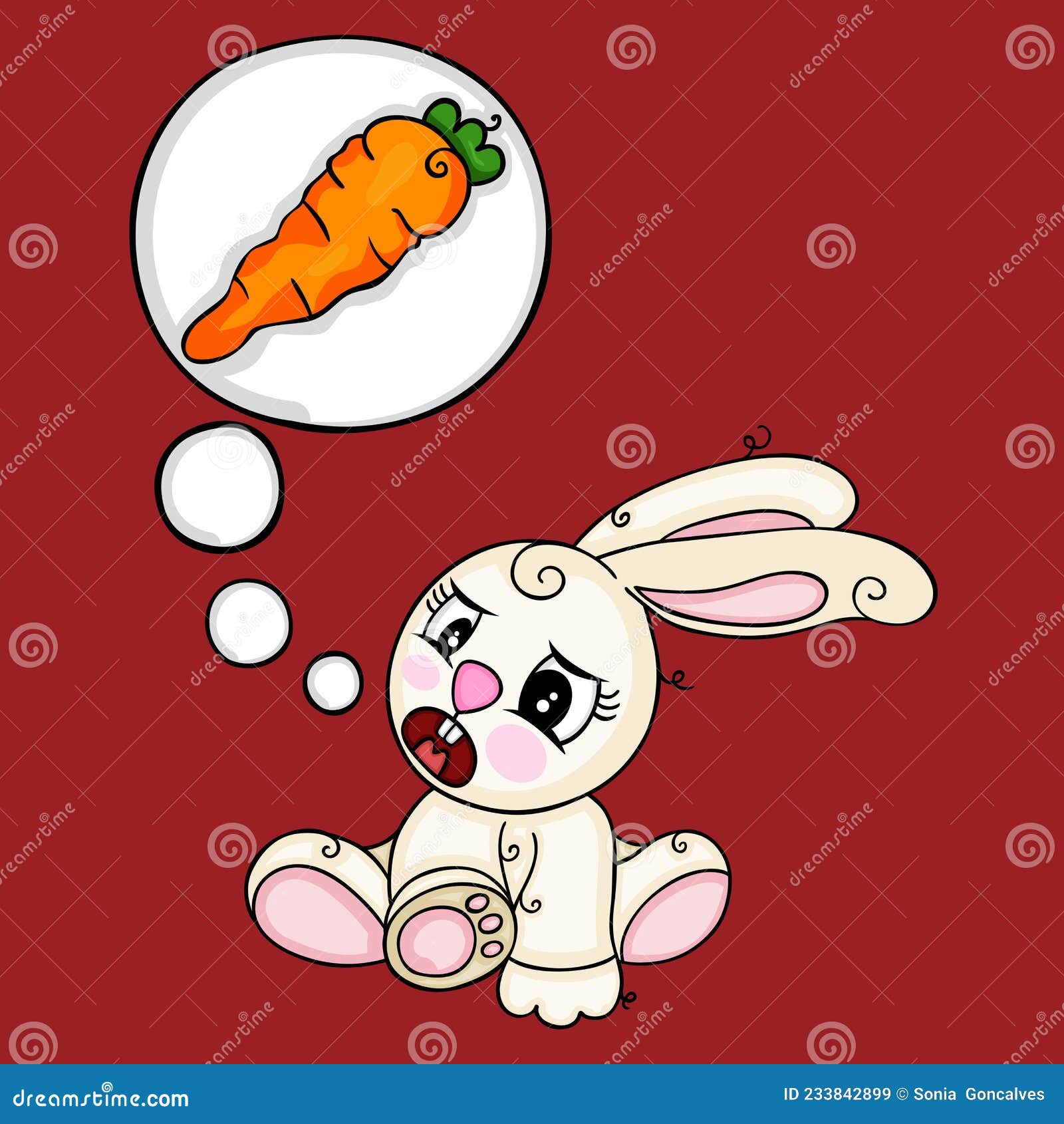 Cute Bunny Thinking a Carrot Easter Card Stock Vector - Illustration of ...