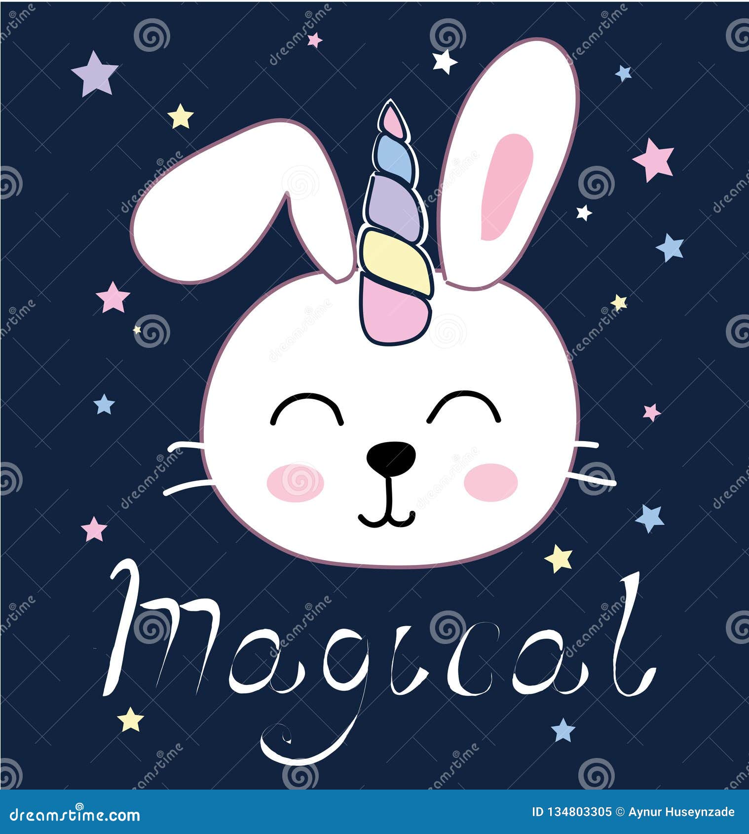 Cute Bunny Unicorn Vector Illustration for Children Design Stock Vector ...