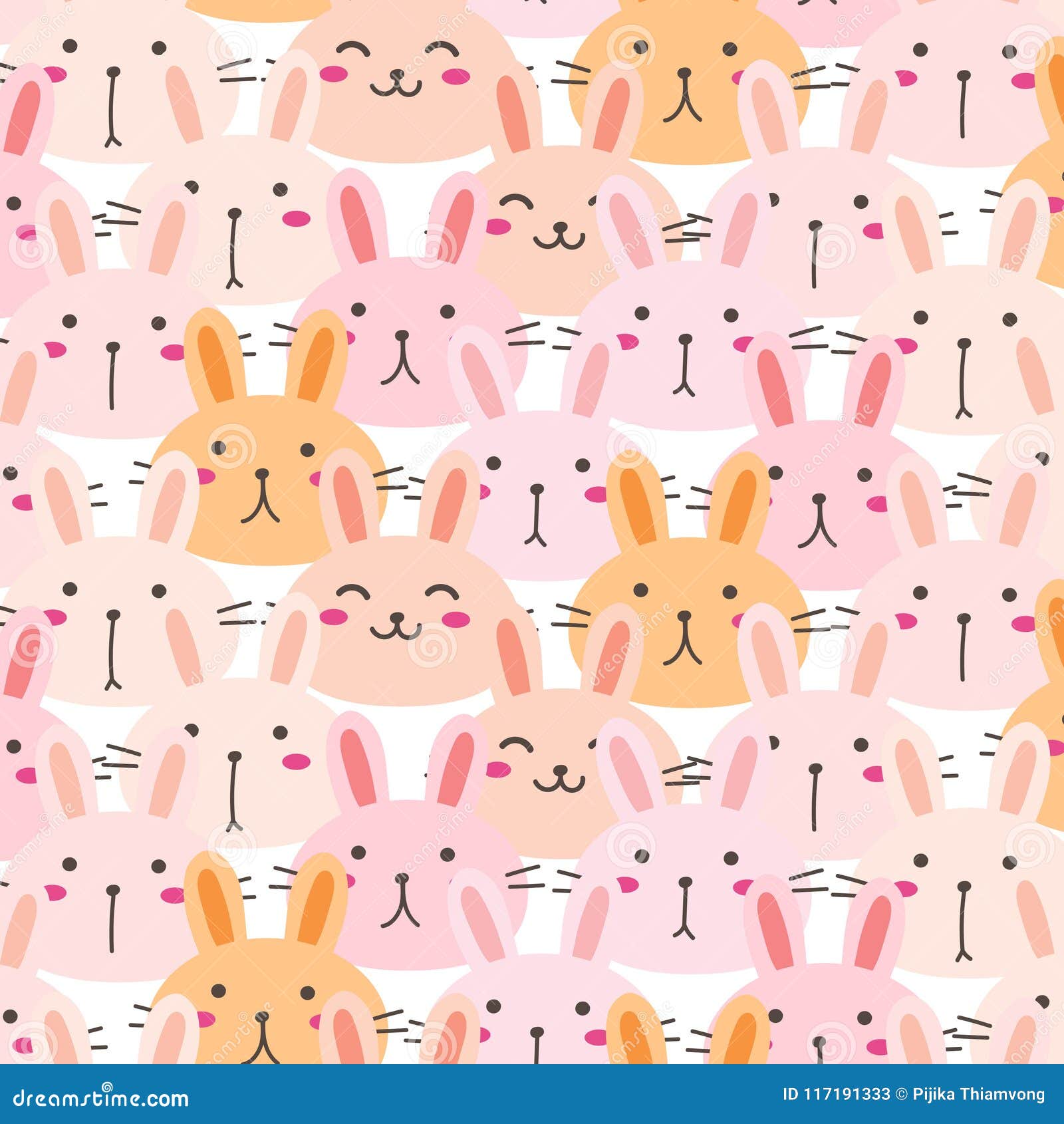 Cute Bunny Vector Pattern Background. Funny Doodle Stock Vector ...