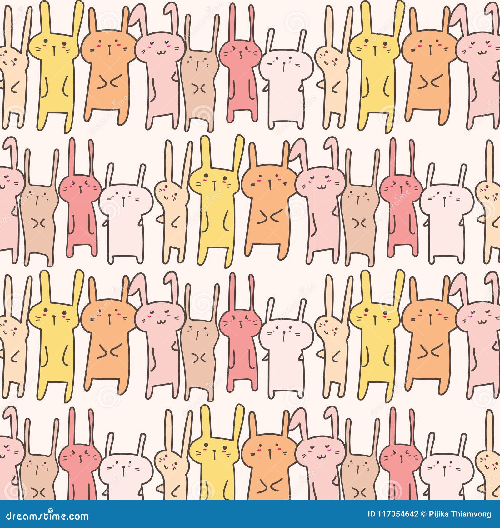 Cute Bunny Vector Pattern Background. Funny Doodle Stock Vector ...