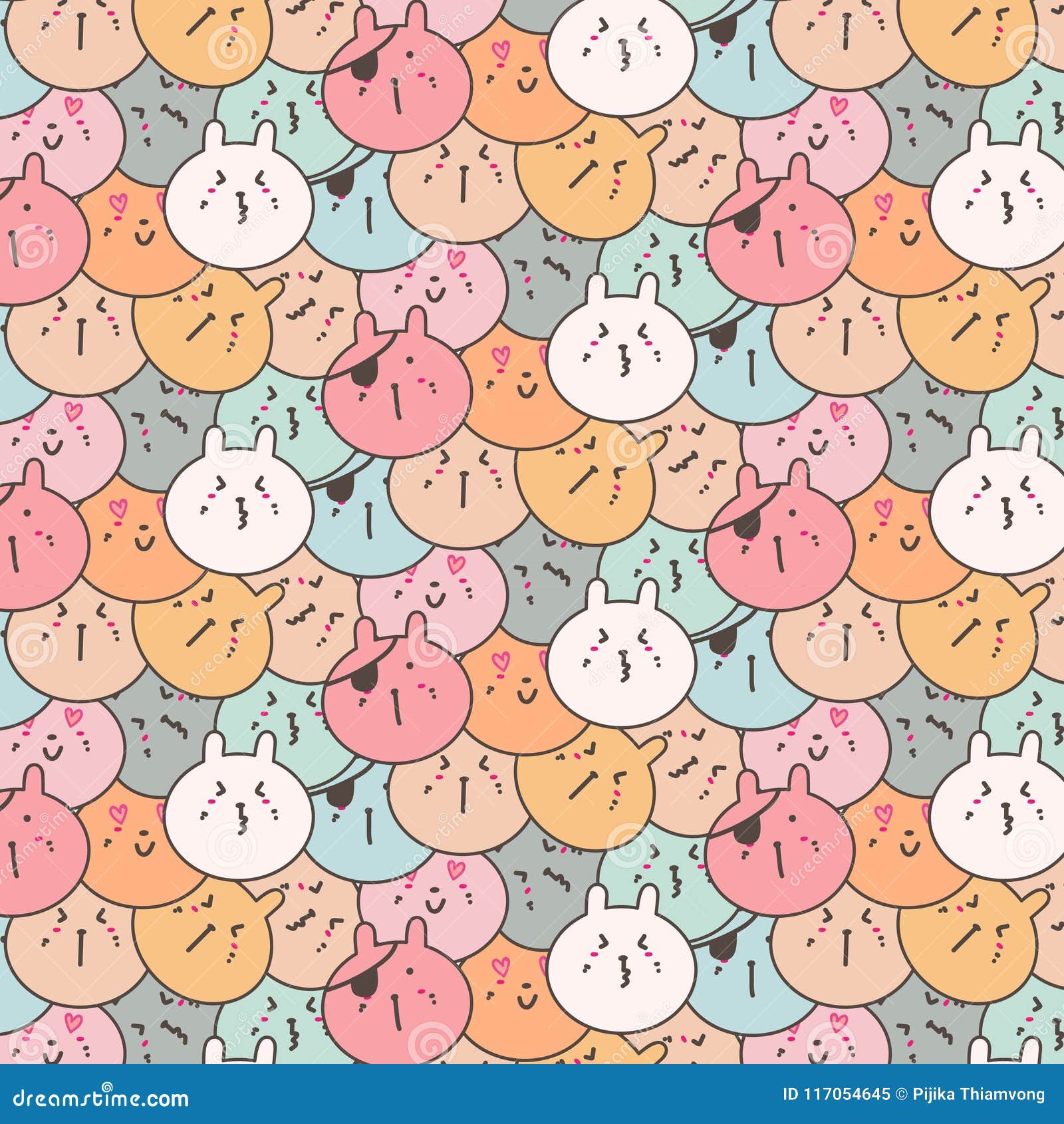 Cute Bunny Vector Pattern Background. Funny Doodle Stock Vector ...