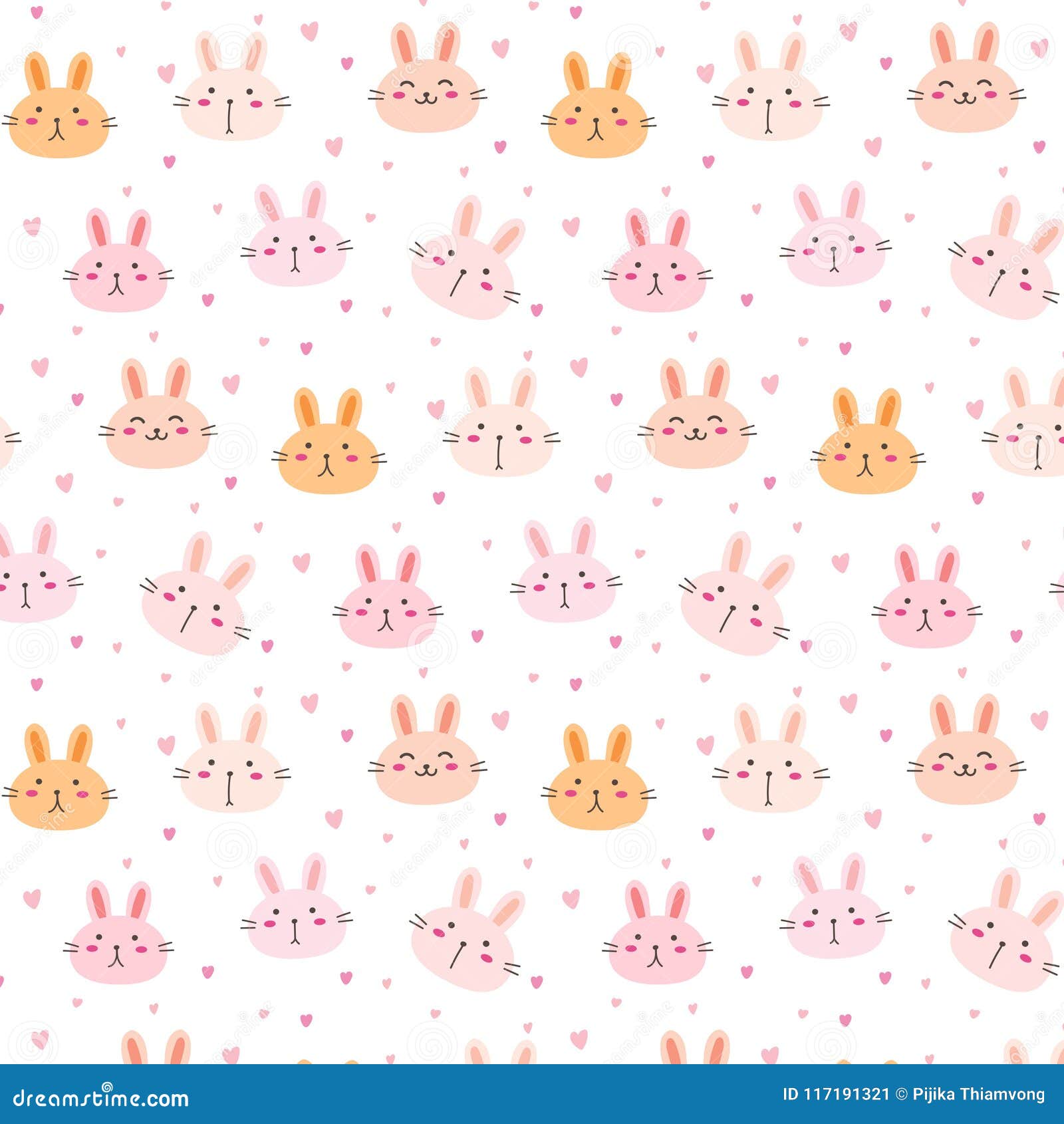 Cute Bunny Vector Pattern Background. Funny Doodle Stock Vector ...