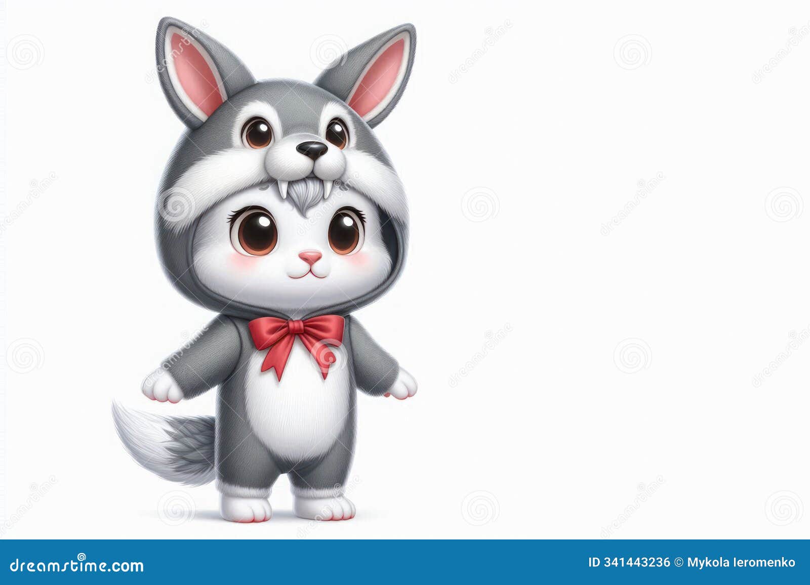 A Cute Bunny in a Wolf Costume. Space for Text. Stock Photo - Image of ...