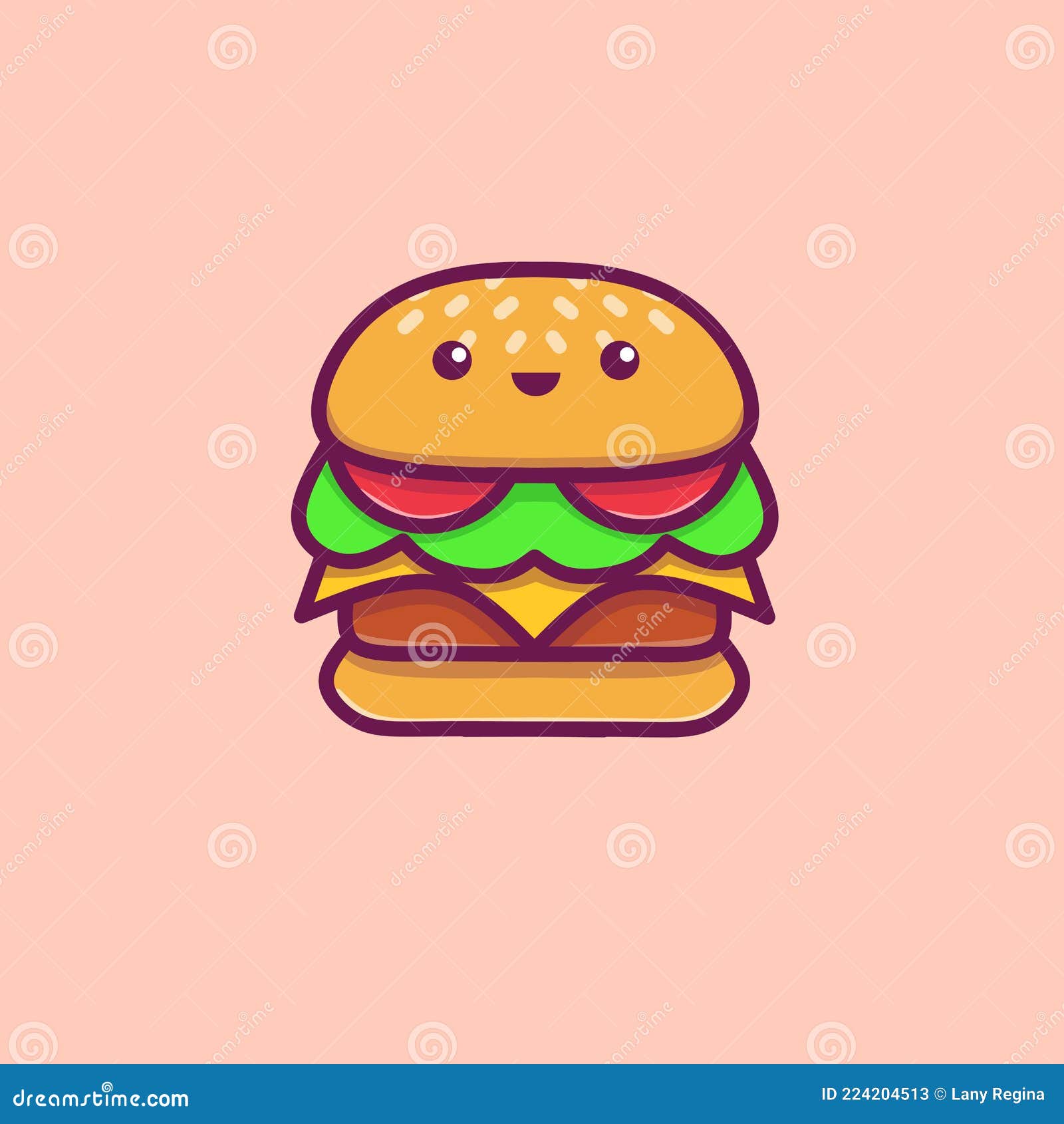 Cute Burger Cartoon Character Design Stock Illustration - Illustration ...