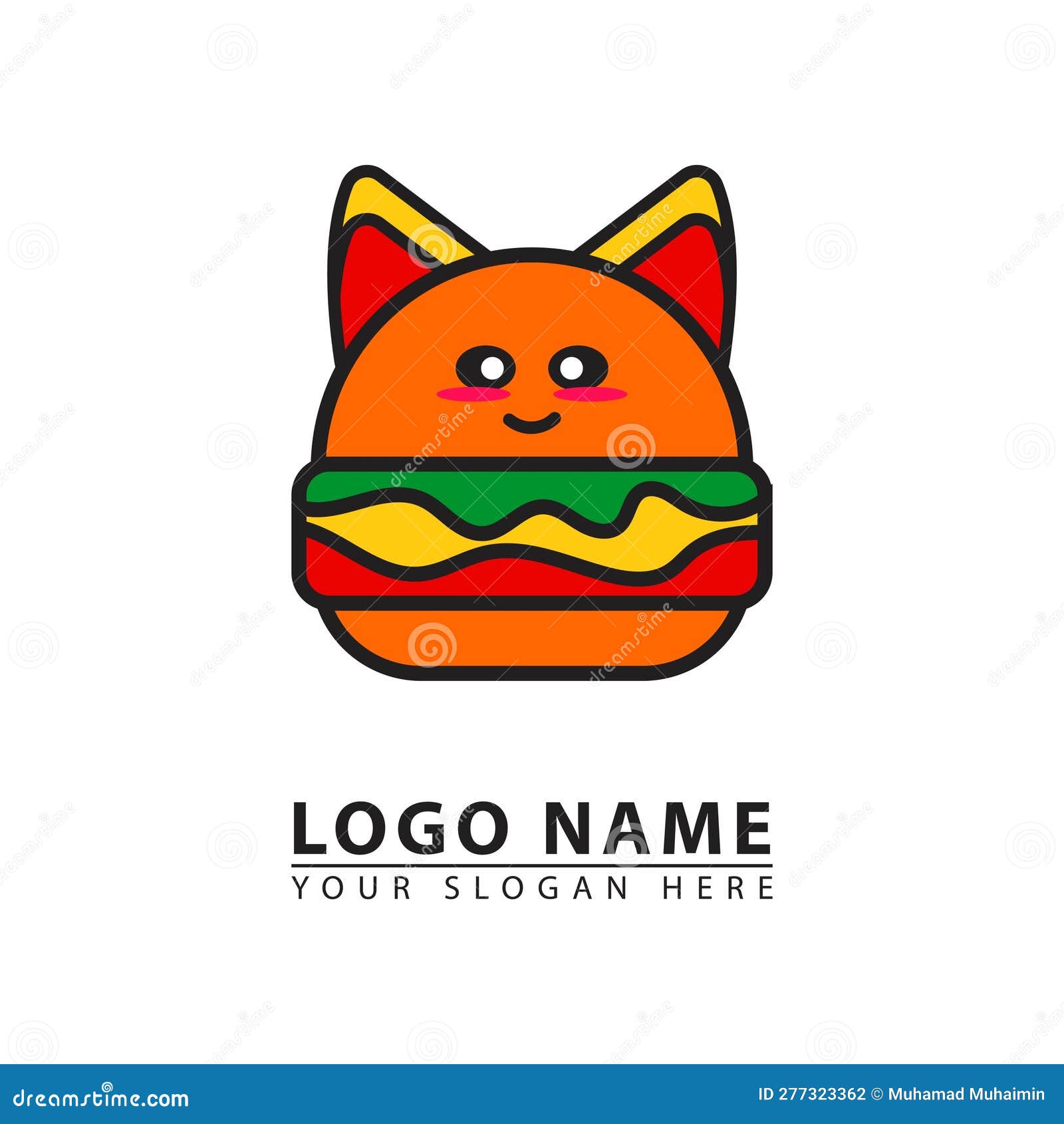 Cute Burger Cat Vector Logo Icon | CartoonDealer.com #277323362