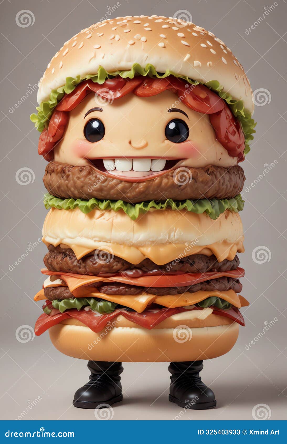 Cute Burger Character with Smile Character Stock Illustration ...