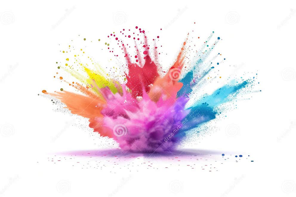 Cute Burst of Colored Powder Exploding on a Clean White Backdrop. Stock ...