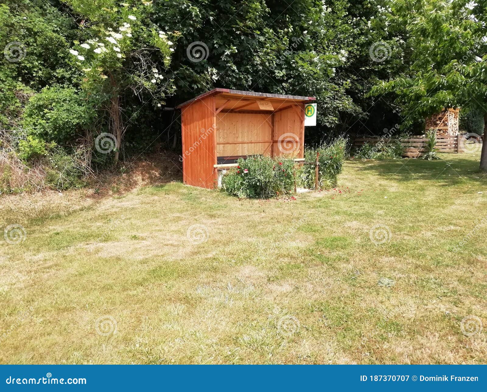 A cute bus stop stock image. Image of woodland, property - 187370707