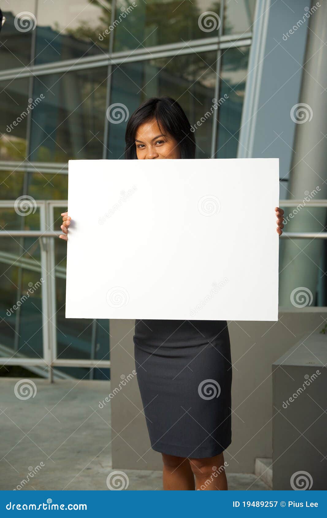 Cute Business Professional Blank Sign Hiding Stock Image - Image of ...
