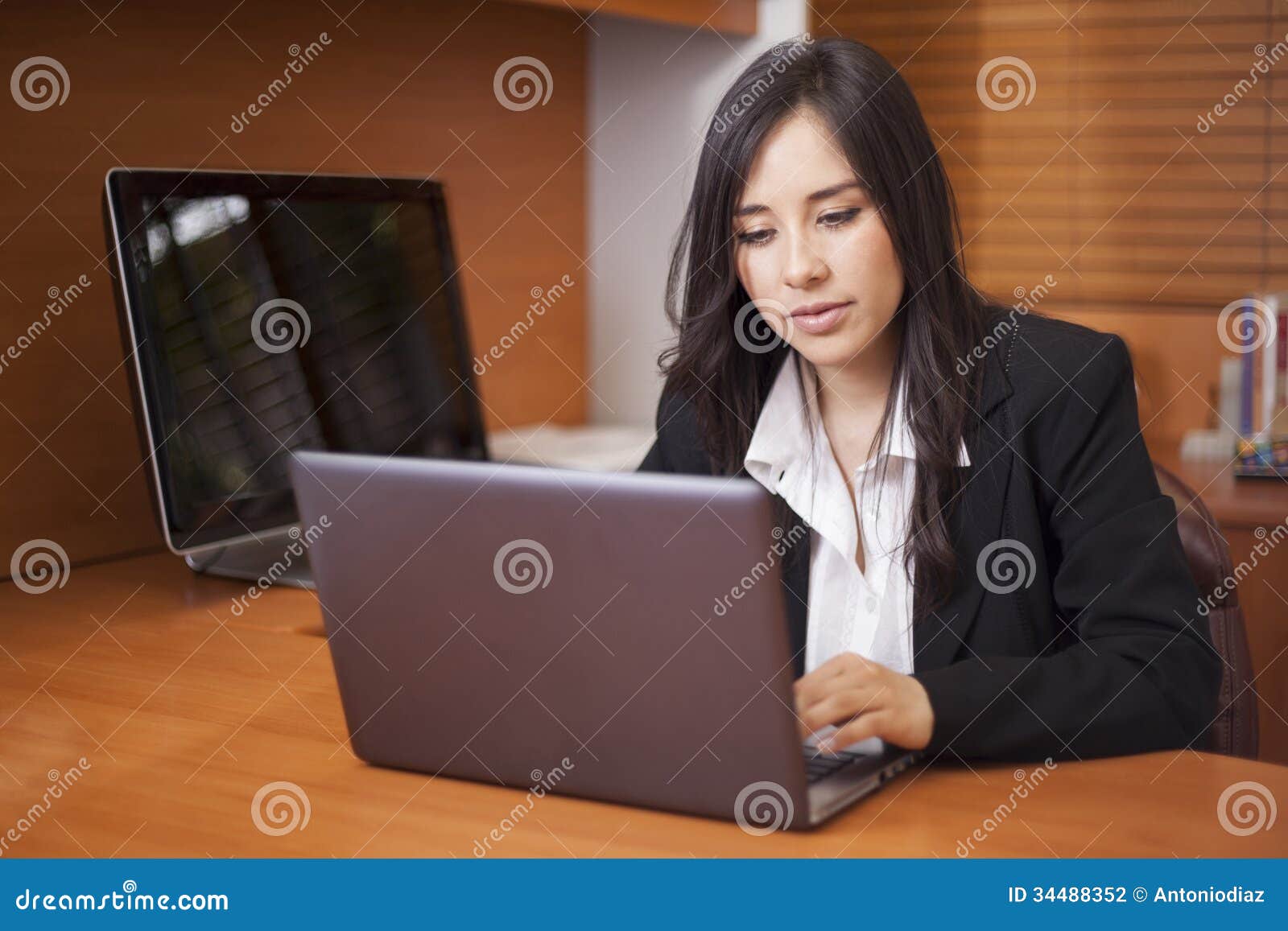 Cute businesswoman at work stock photo. Image of office - 34488352