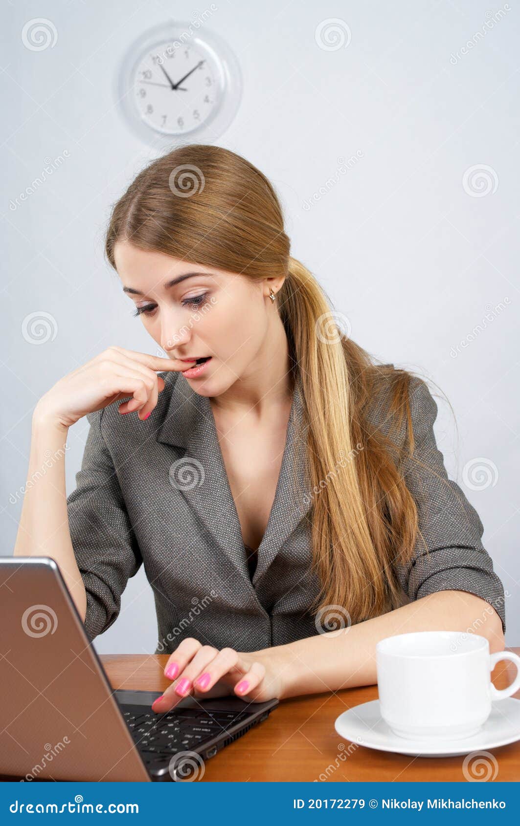 Cute Businesswoman Working on Stock Image - Image of notebook ...