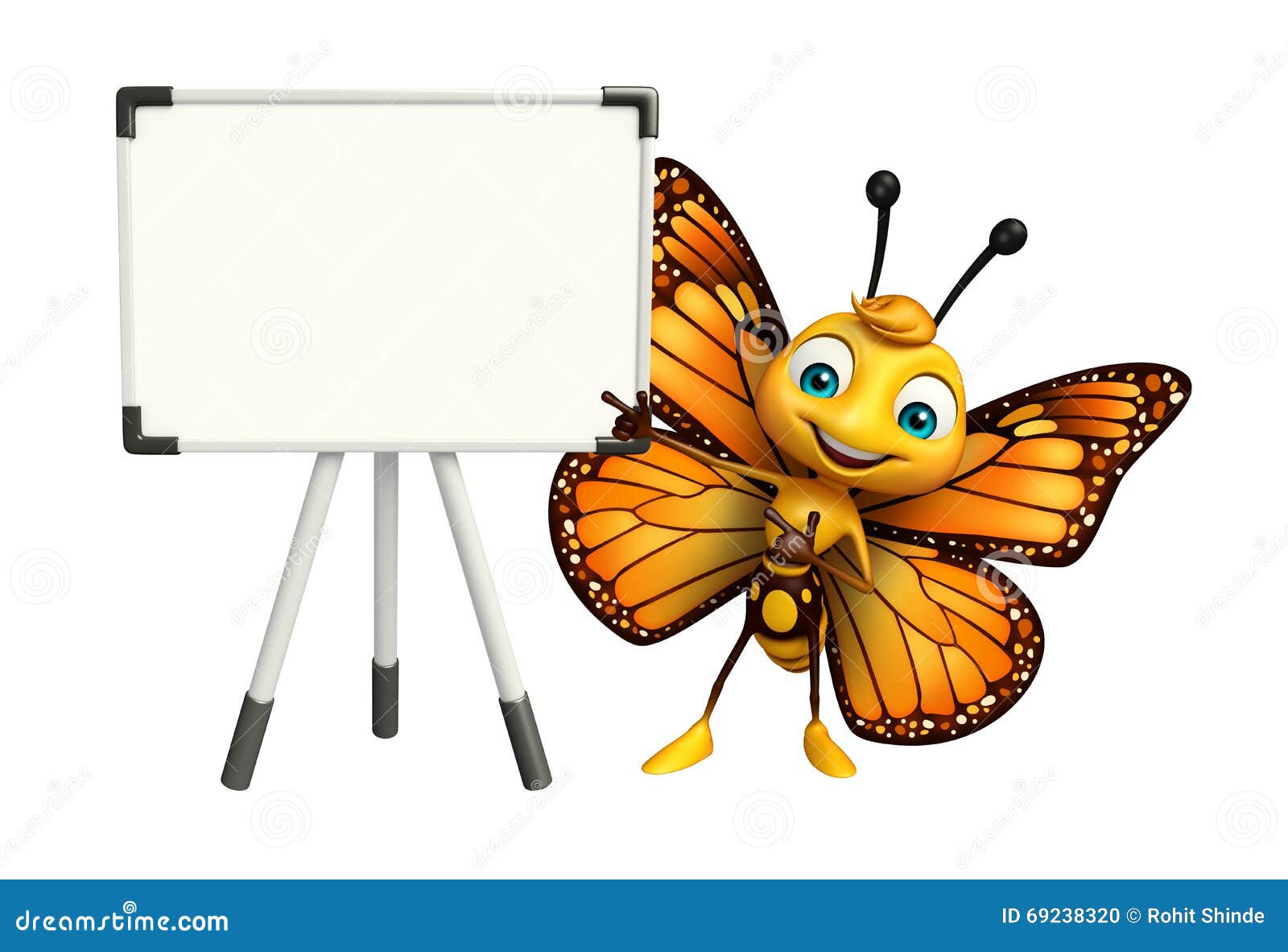 Cute Butterfly Cartoon Character with Display Board Stock Illustration ...