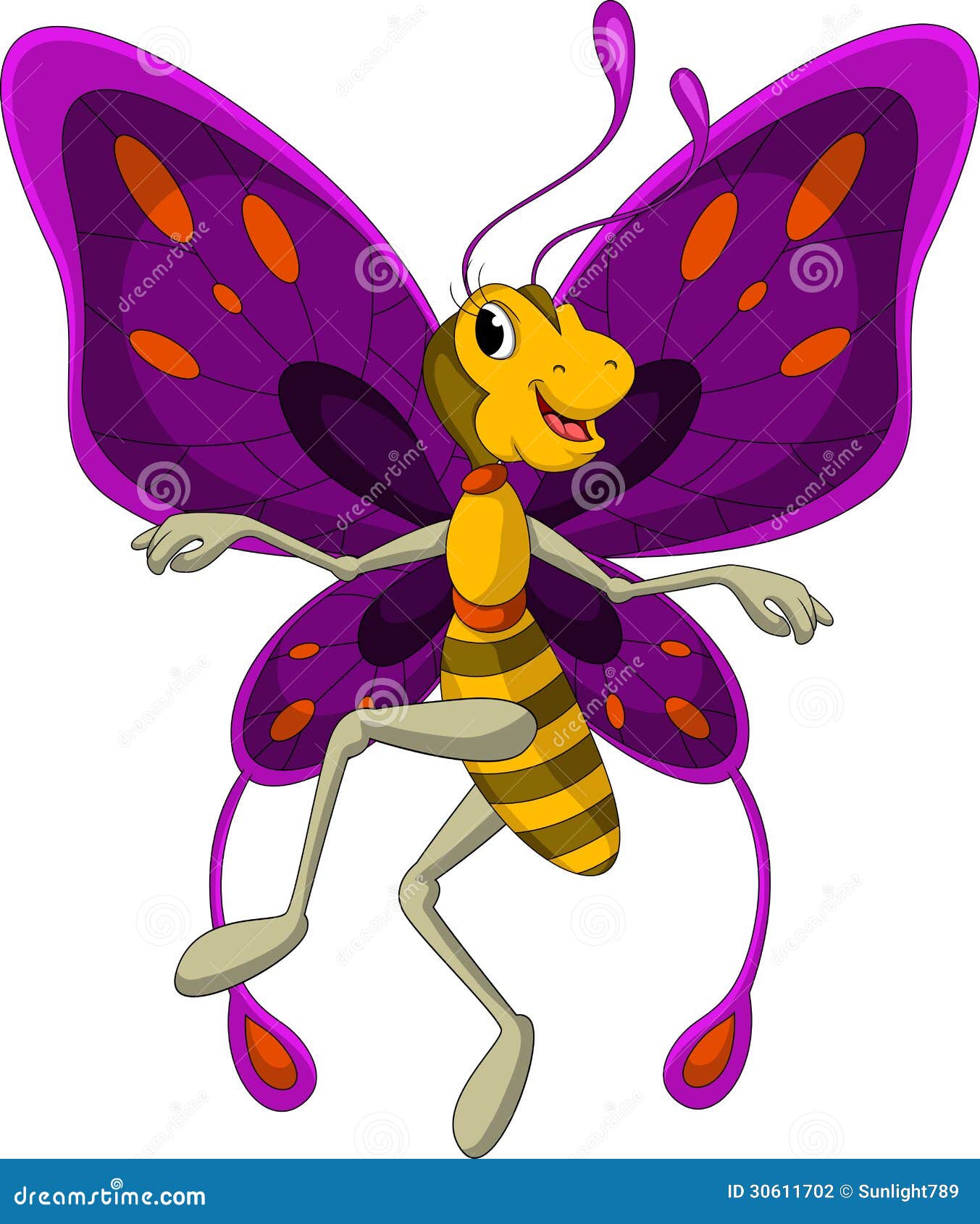 Cute Butterfly Cartoon Character With Board Stock Illustration ...