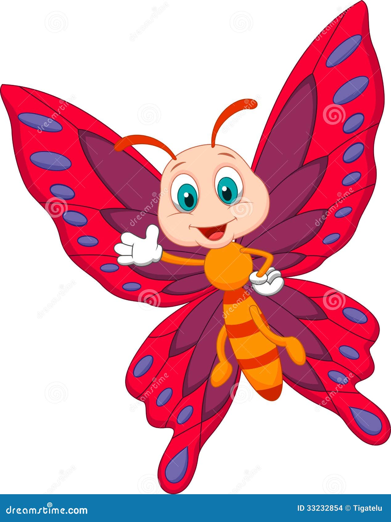 Cute Butterfly Cartoon Waving Stock Vector - Illustration of beetle ...