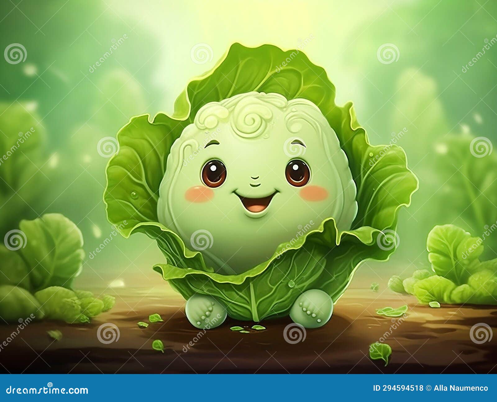 Cute Cabbage Cartoon Character Stock Illustration - Illustration of ...