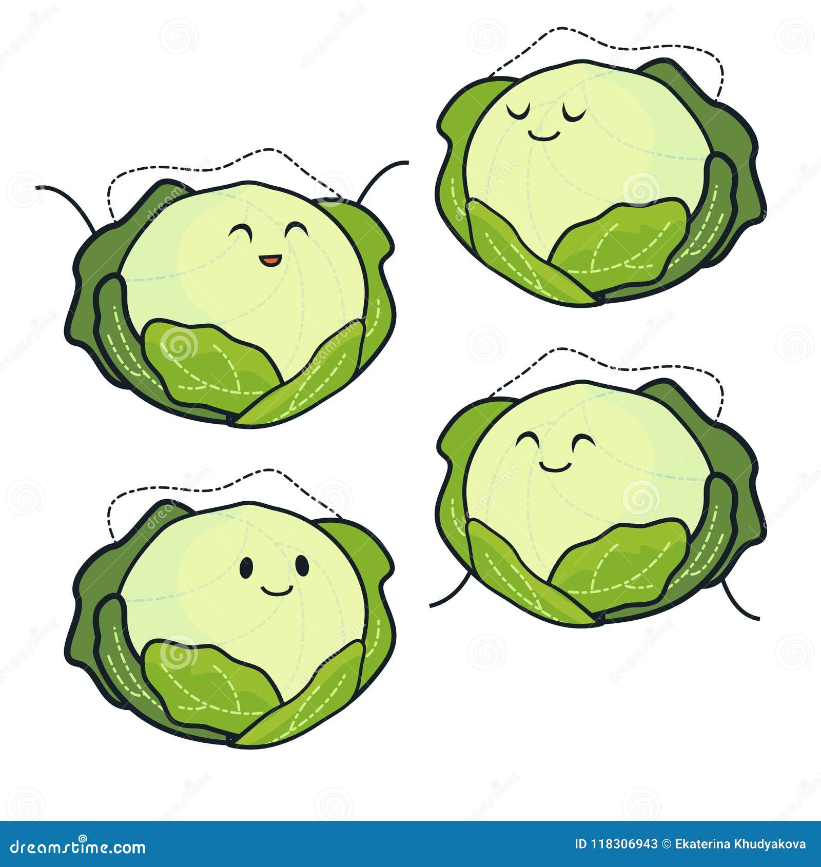 Cute Cabbage Vegetable Cartoon Illustration | CartoonDealer.com #30449308