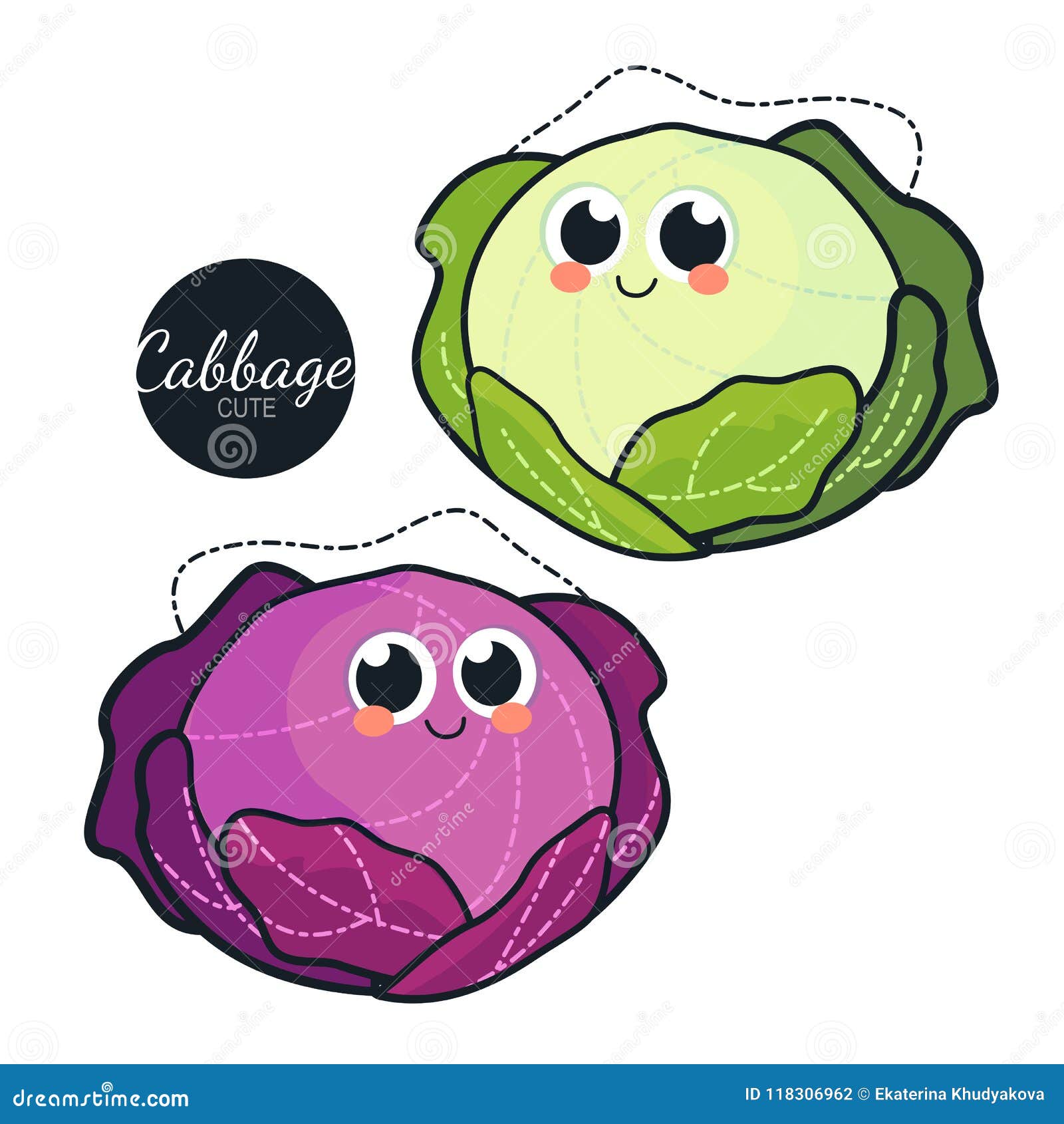 Cute Cabbage Vegetable Cartoon Illustration | CartoonDealer.com #30449308