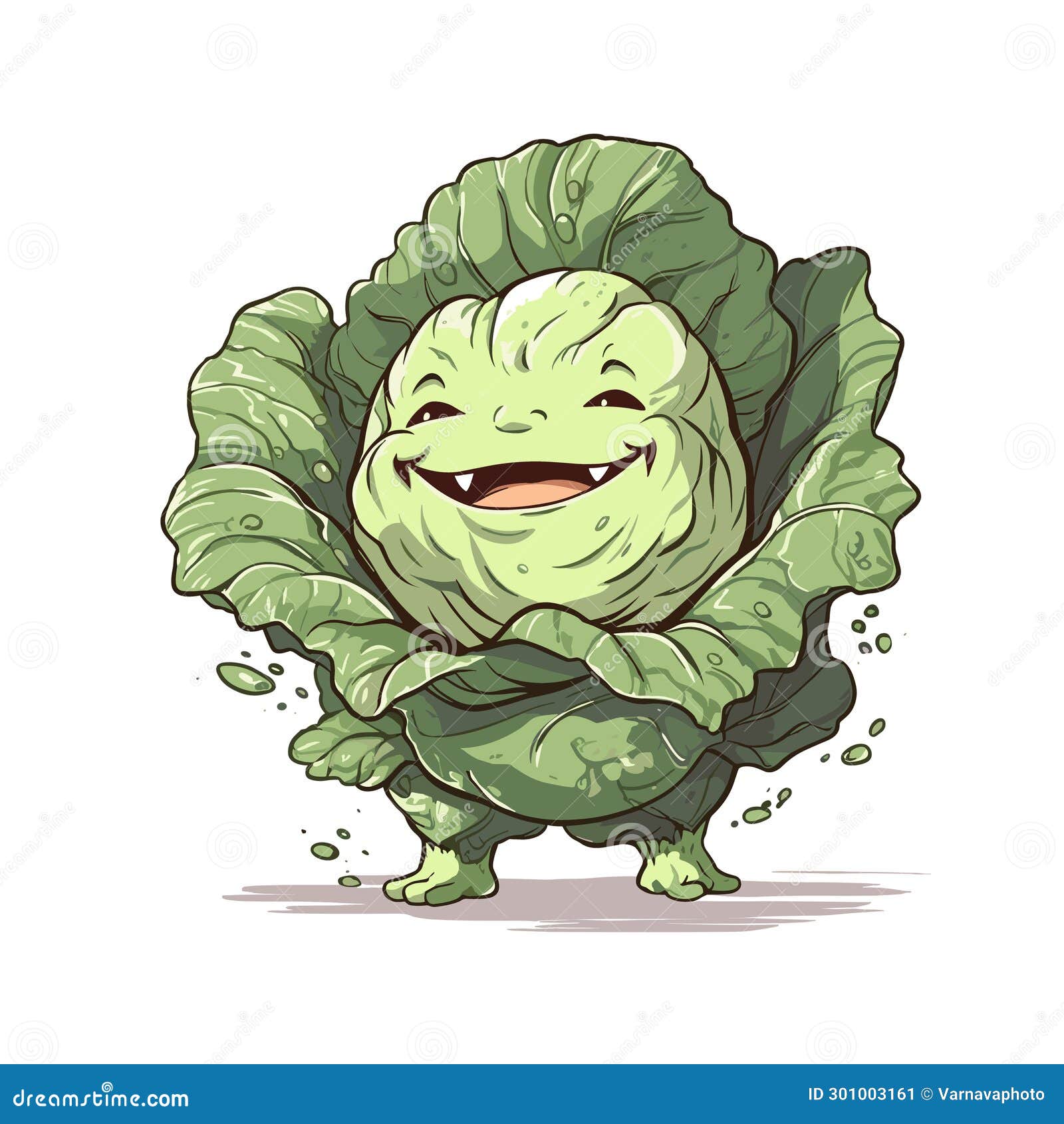 Cute Cabbage in Kawaii Style. Vector Illustration Stock Vector ...