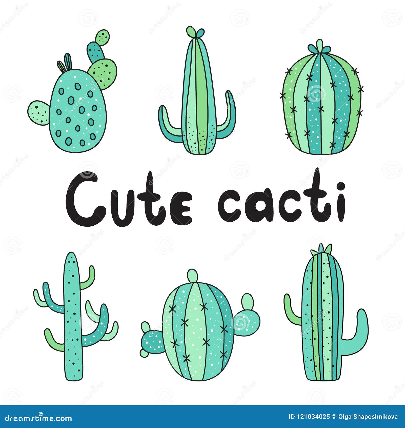 Cute Cacti. Vector Illustration Stock Illustration - Illustration of ...