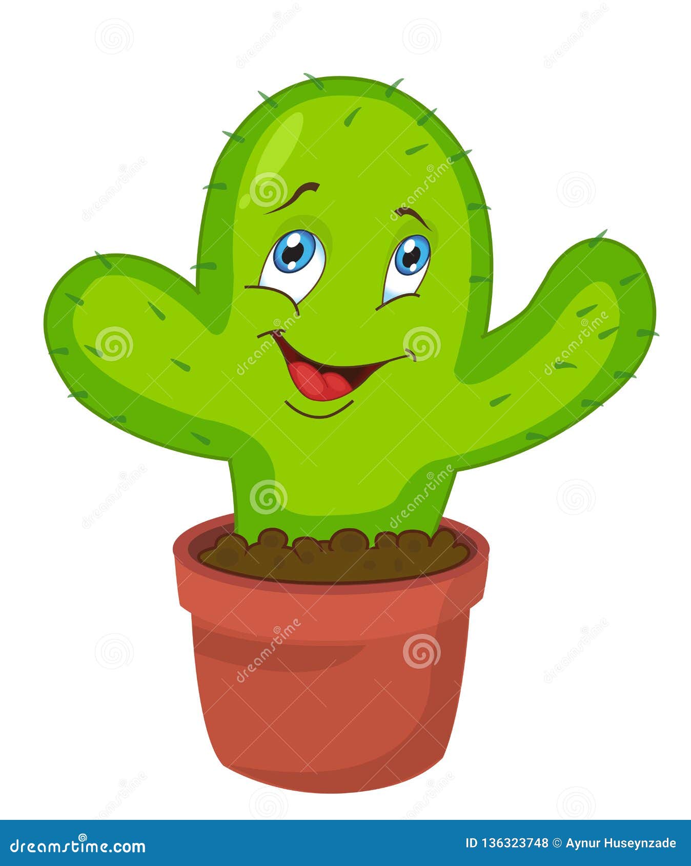 Cute Cactus Character Cartoon Stock Illustration - Illustration of ...