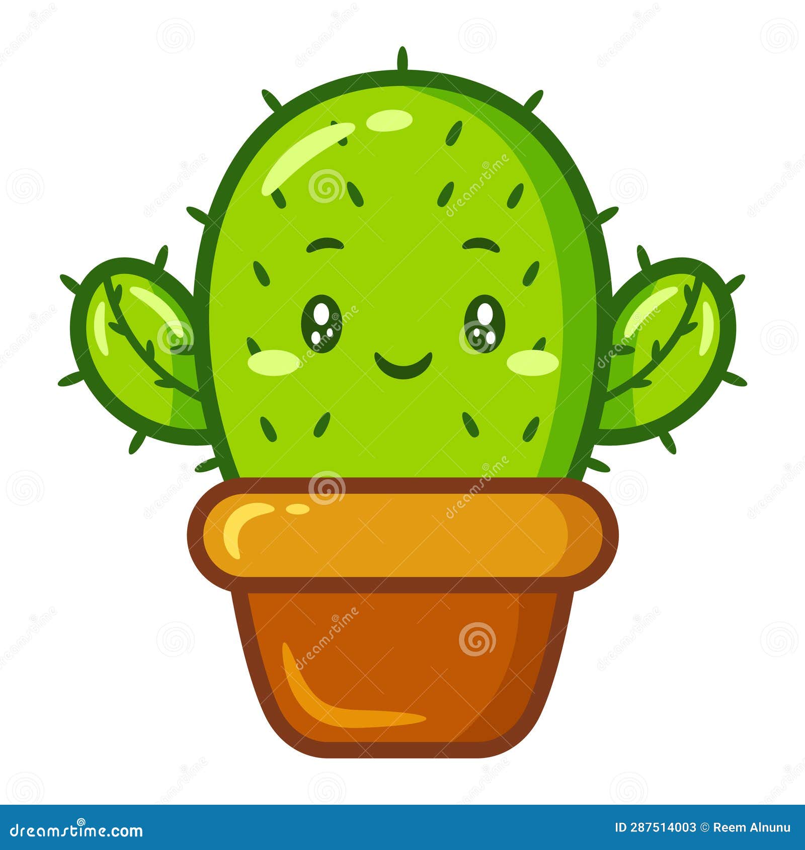 Cute Cactus Drawing Sticker Stock Vector - Illustration of happy ...