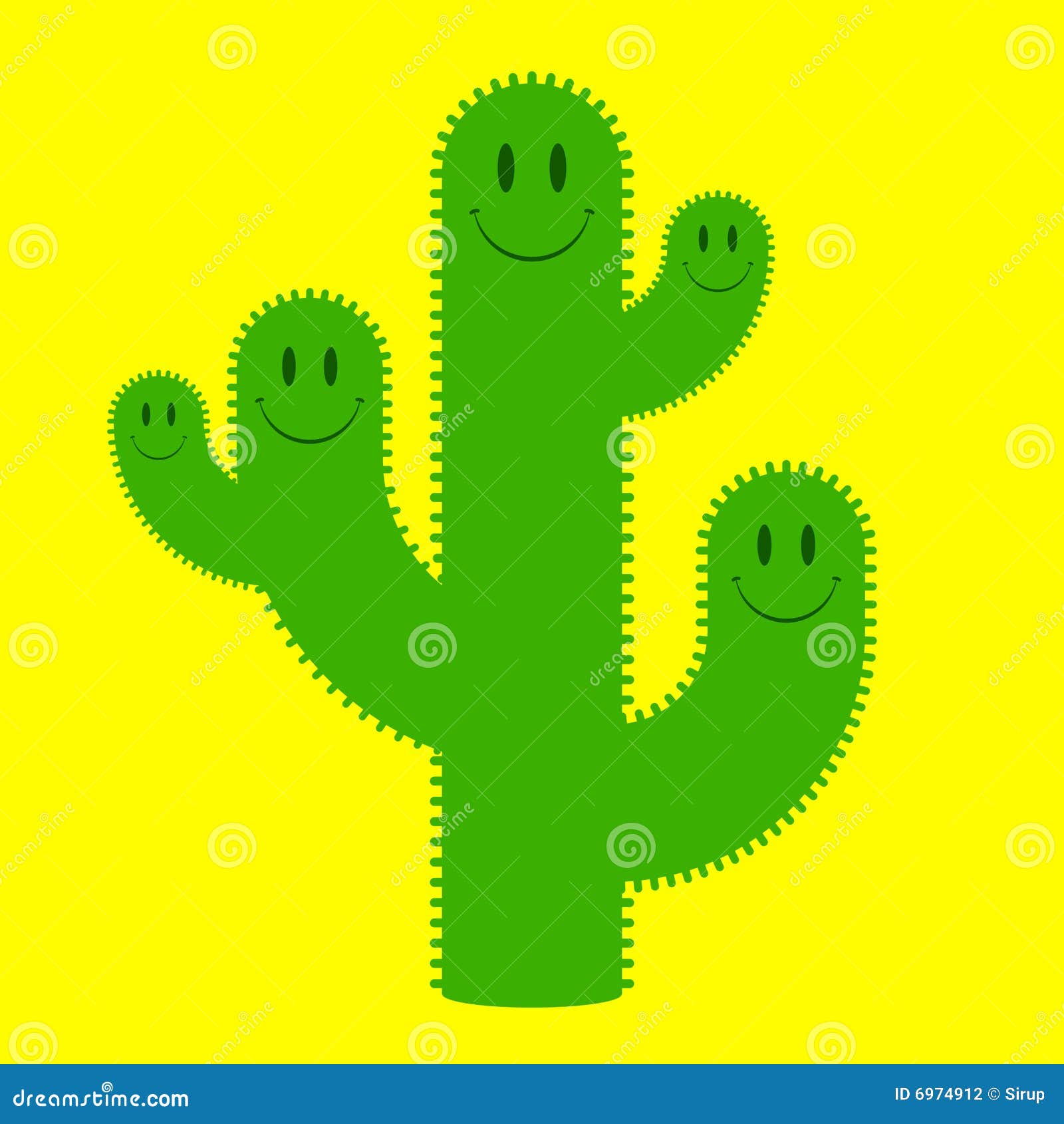 Cute cactus family stock vector. Illustration of yellow - 6974912