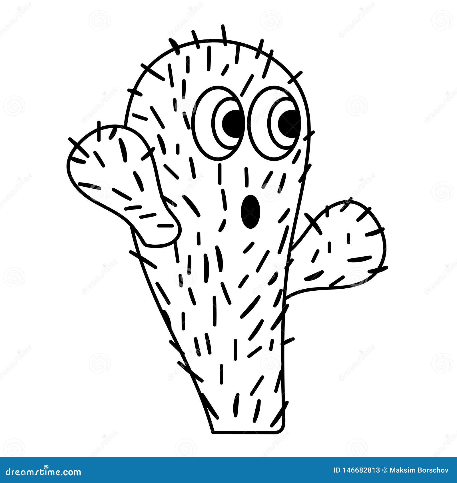 Cute Cactus Outline. Isolated Stock Vector Illustration Stock Vector ...