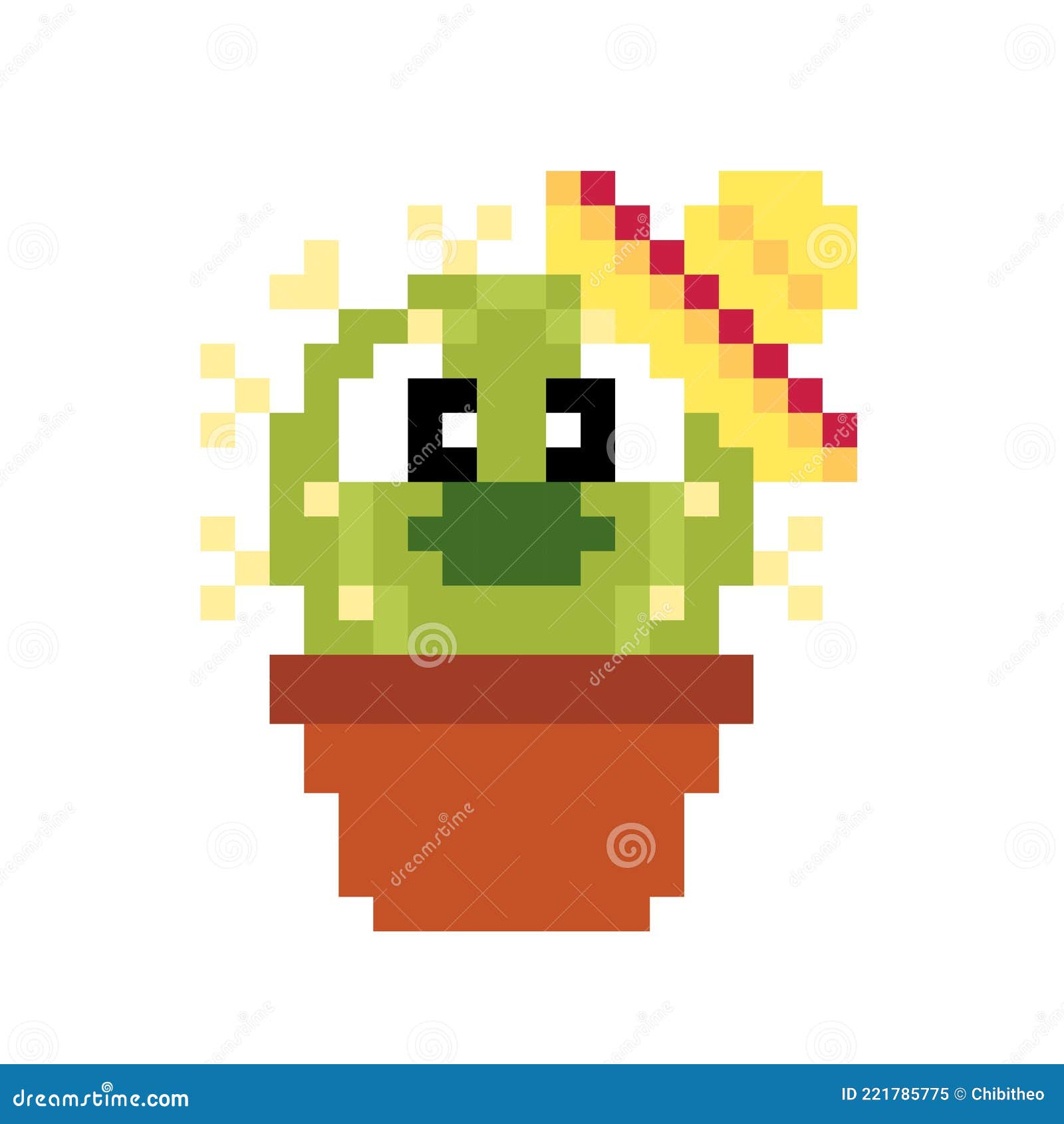 Cute Cactus Pattern. Pixel Cactus Image. Vector Illustration Stock ...