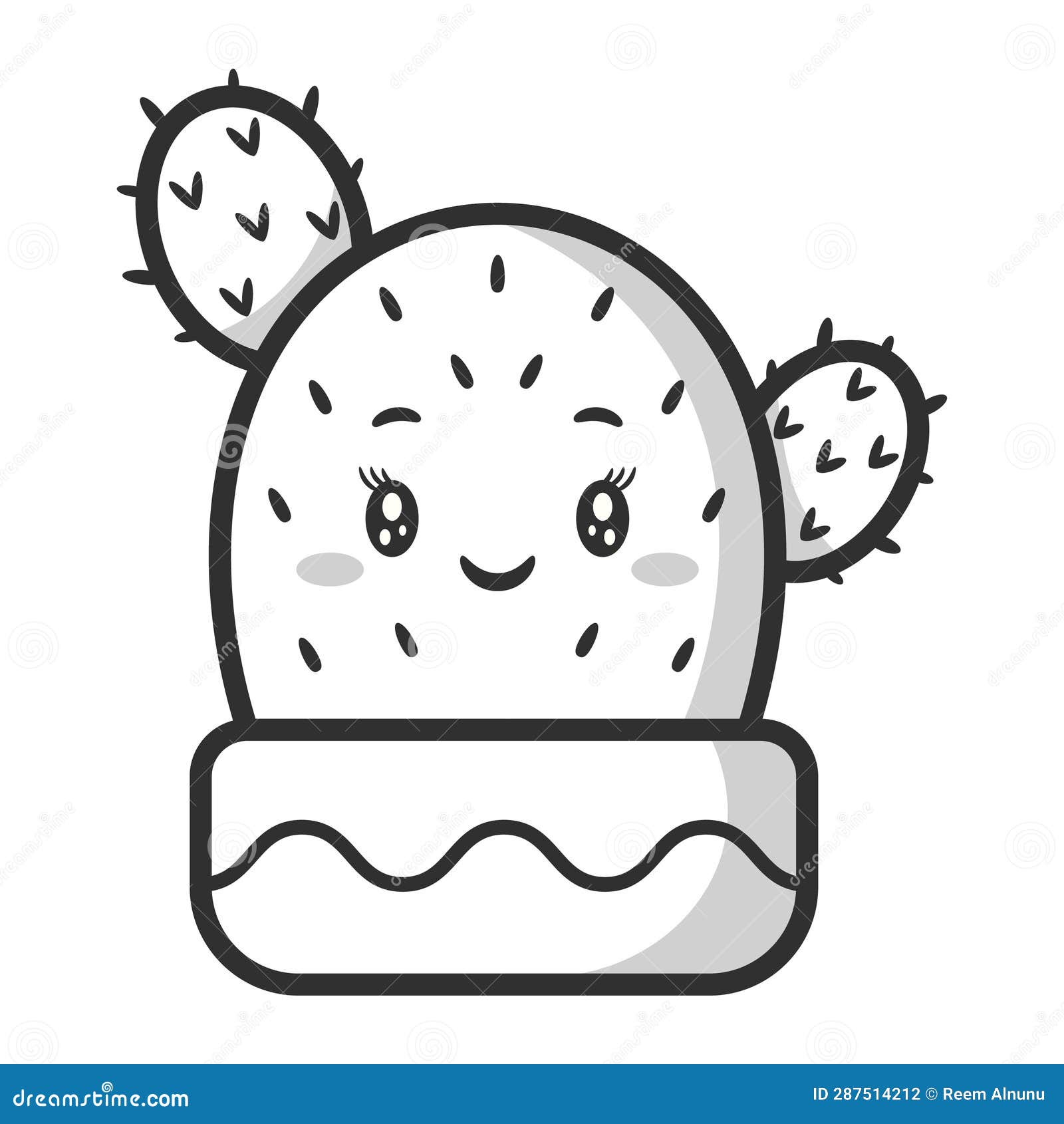 Cute Cactus Sketch Drawing for Coloring Stock Vector - Illustration of ...