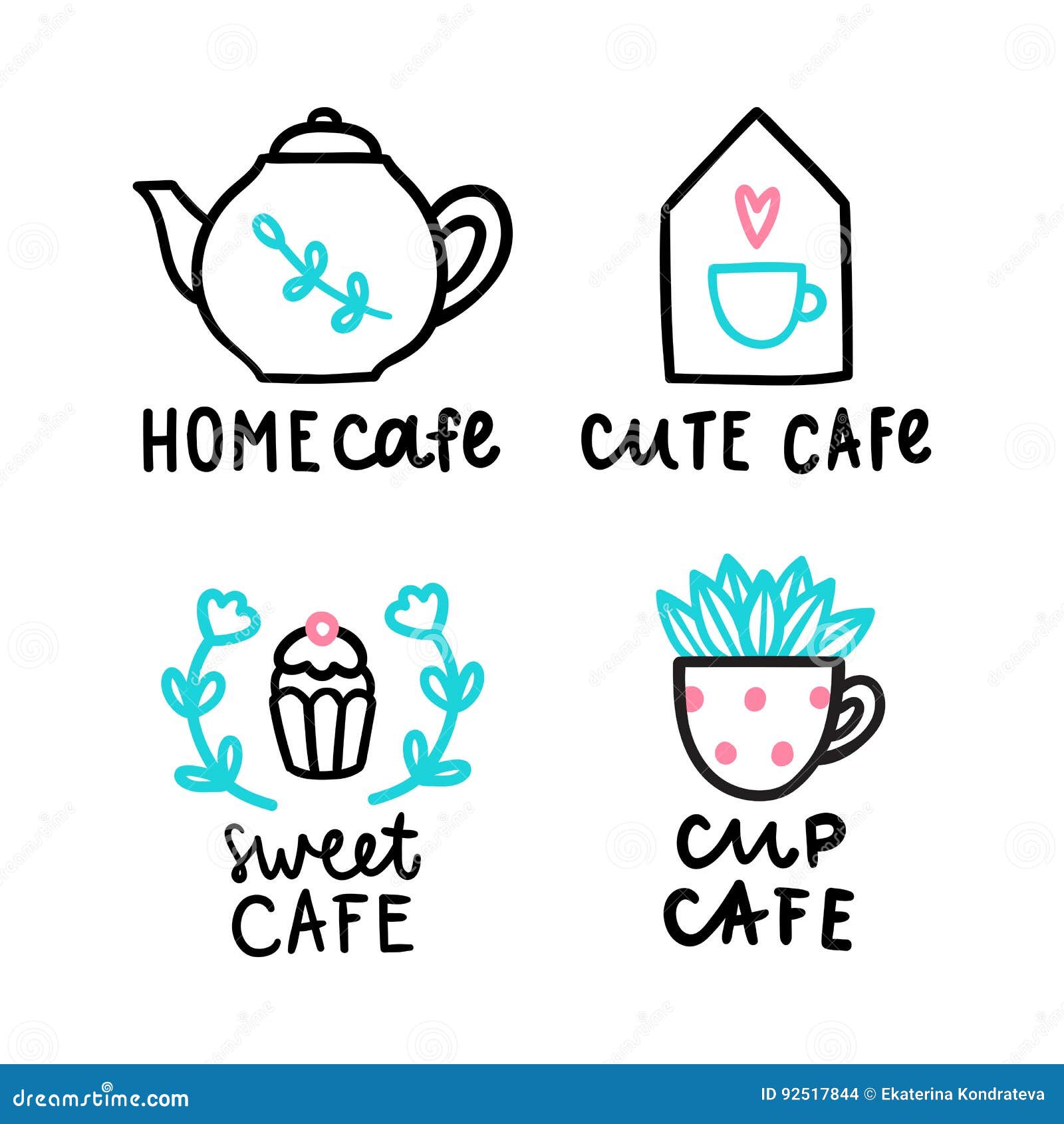 Cute cafe logotype. stock vector. Illustration of banner - 92517844