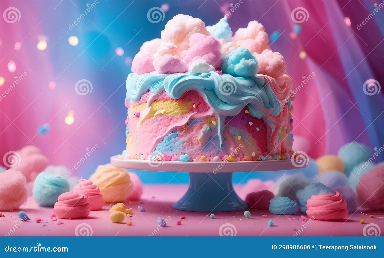 A Cute Cake with a Colorful Light Background Stock Illustration ...