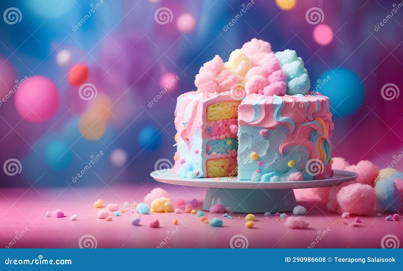 A Cute Cake with a Colorful Light Background Stock Illustration ...