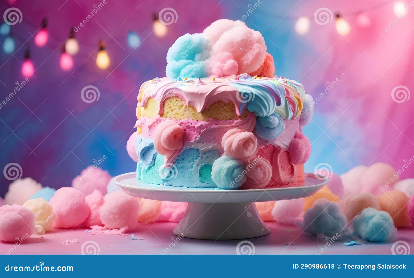 A Cute Cake with a Colorful Light Background Stock Illustration ...