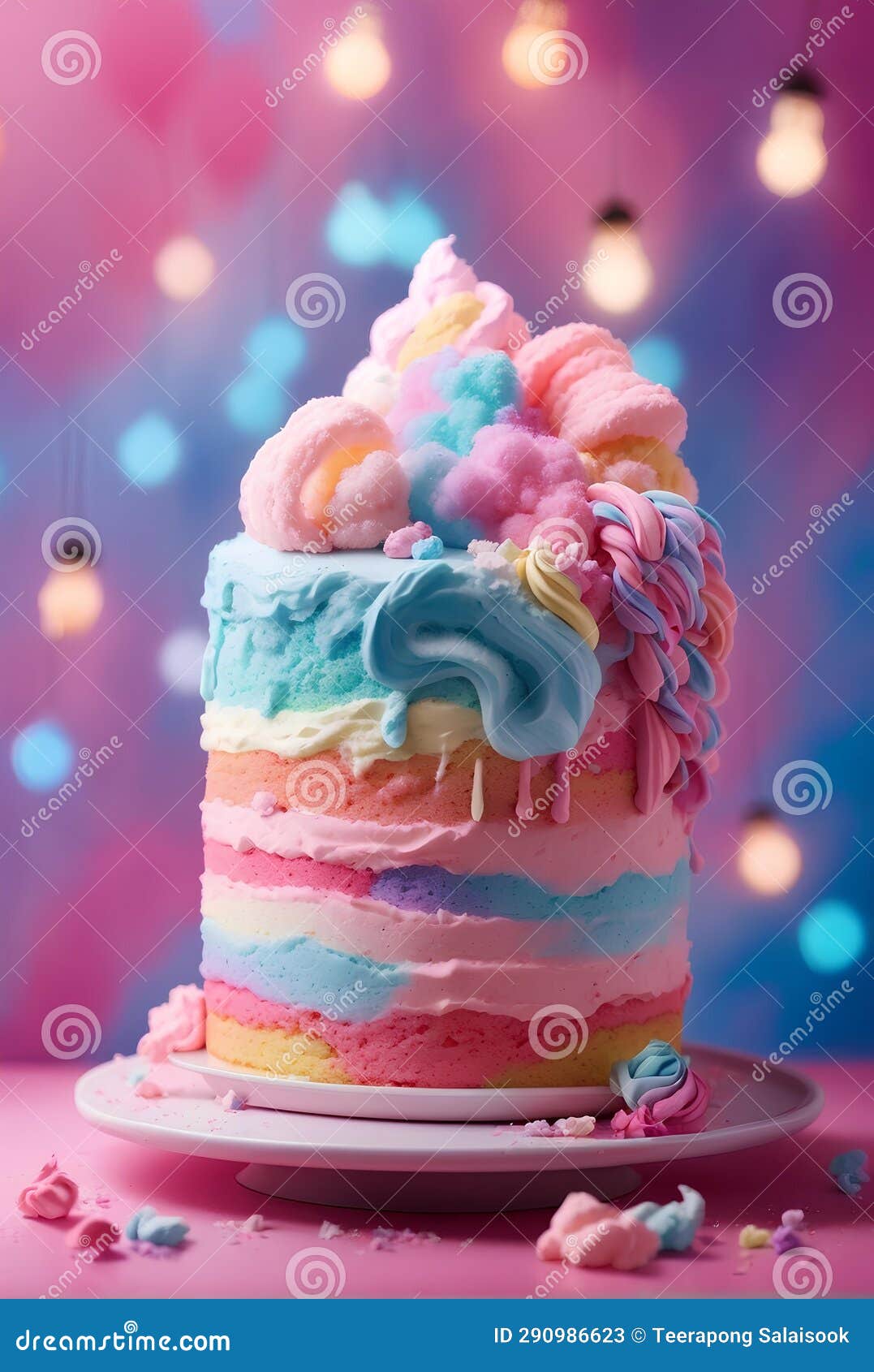 A Cute Cake with a Colorful Light Background Stock Illustration ...