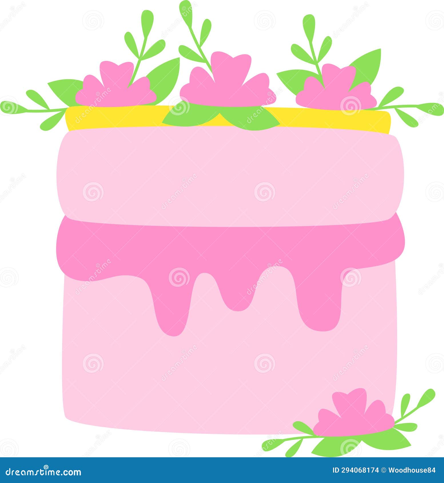 Cute Cake with Flowers stock vector. Illustration of party - 294068174