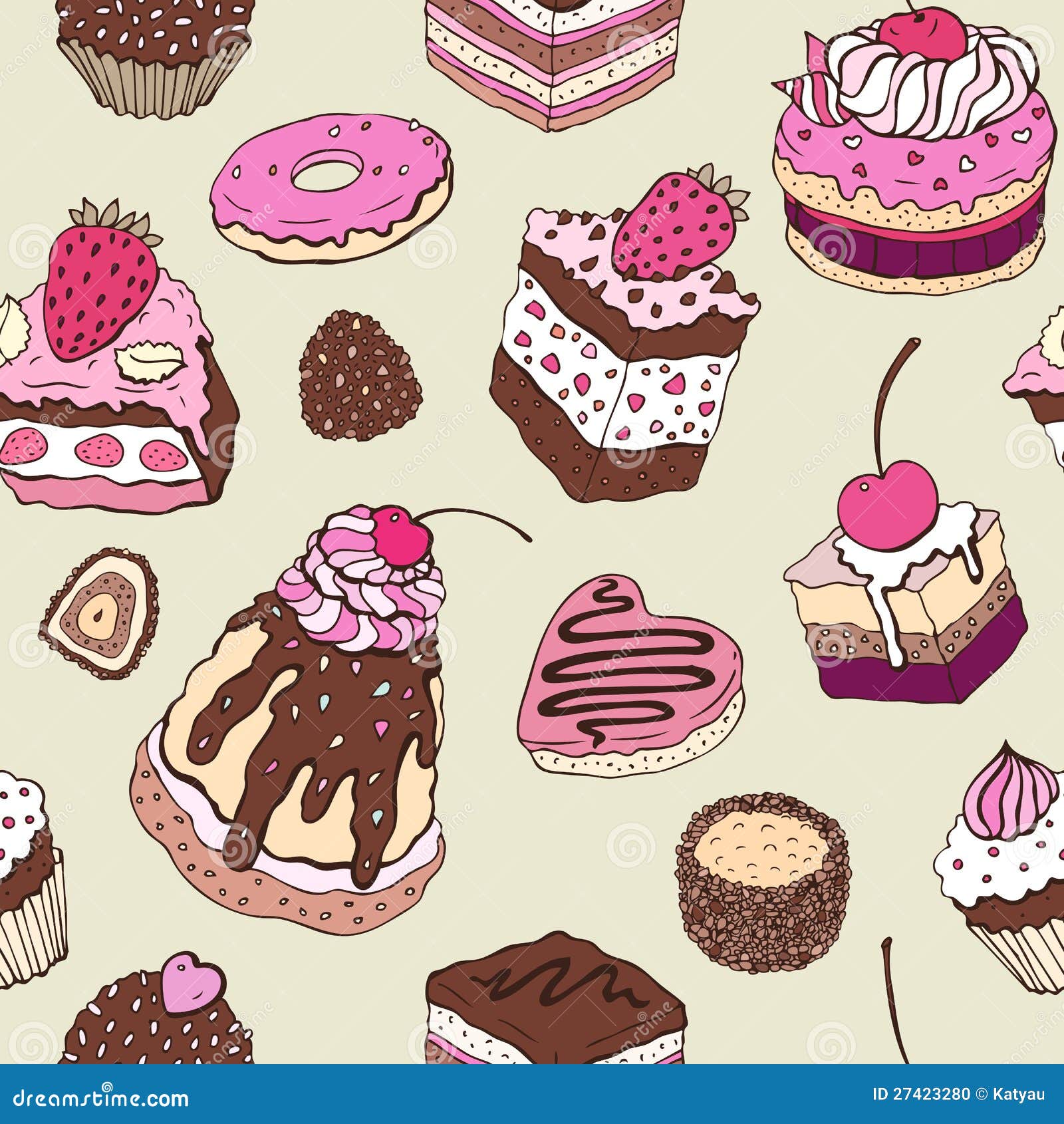 Cute Cake. Seamless Background. Stock Vector - Illustration of card ...