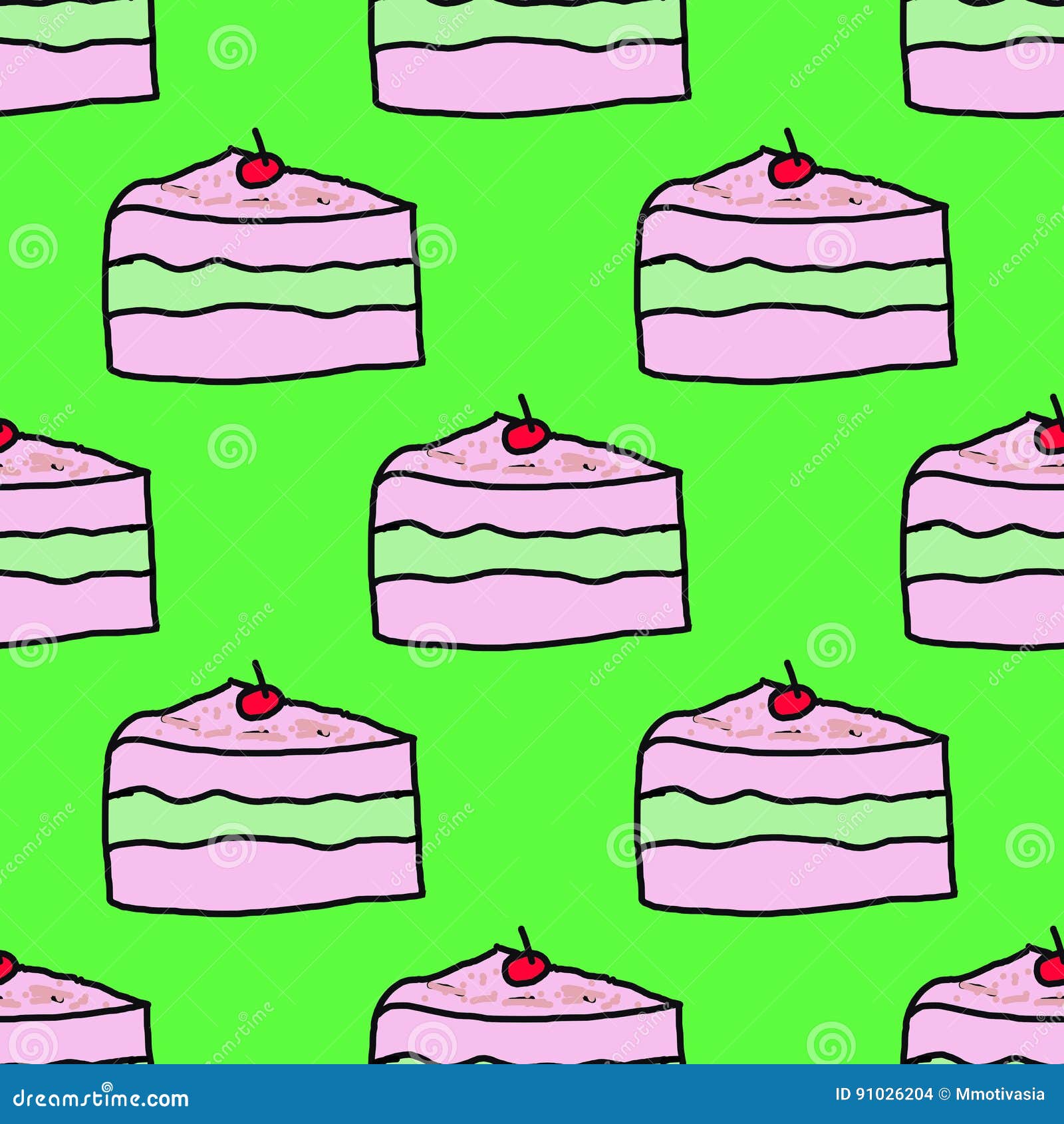 Cute Cakes Sweety Cherry Seamles Repeat Pattern Stock Illustration ...