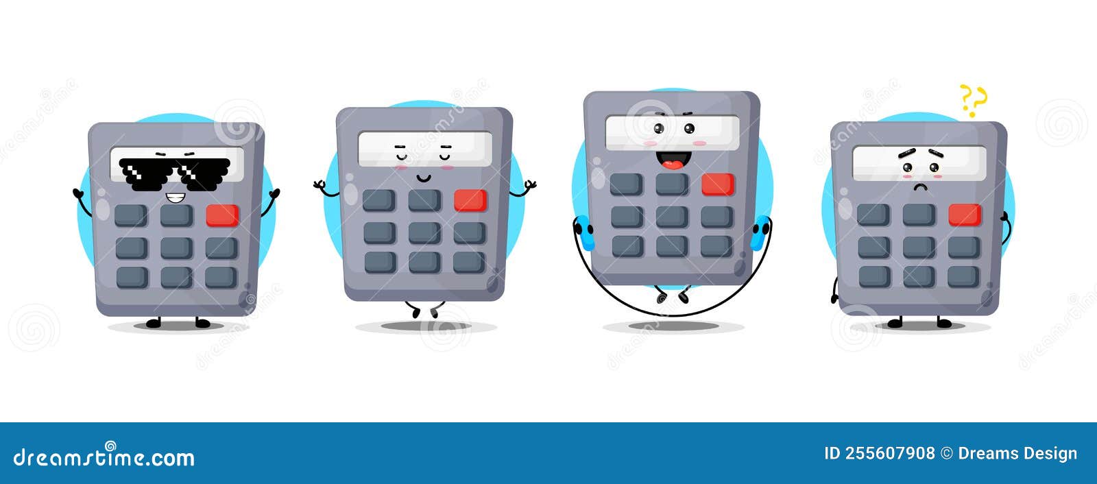 Cute Calculator Character Collection Stock Vector - Illustration of ...