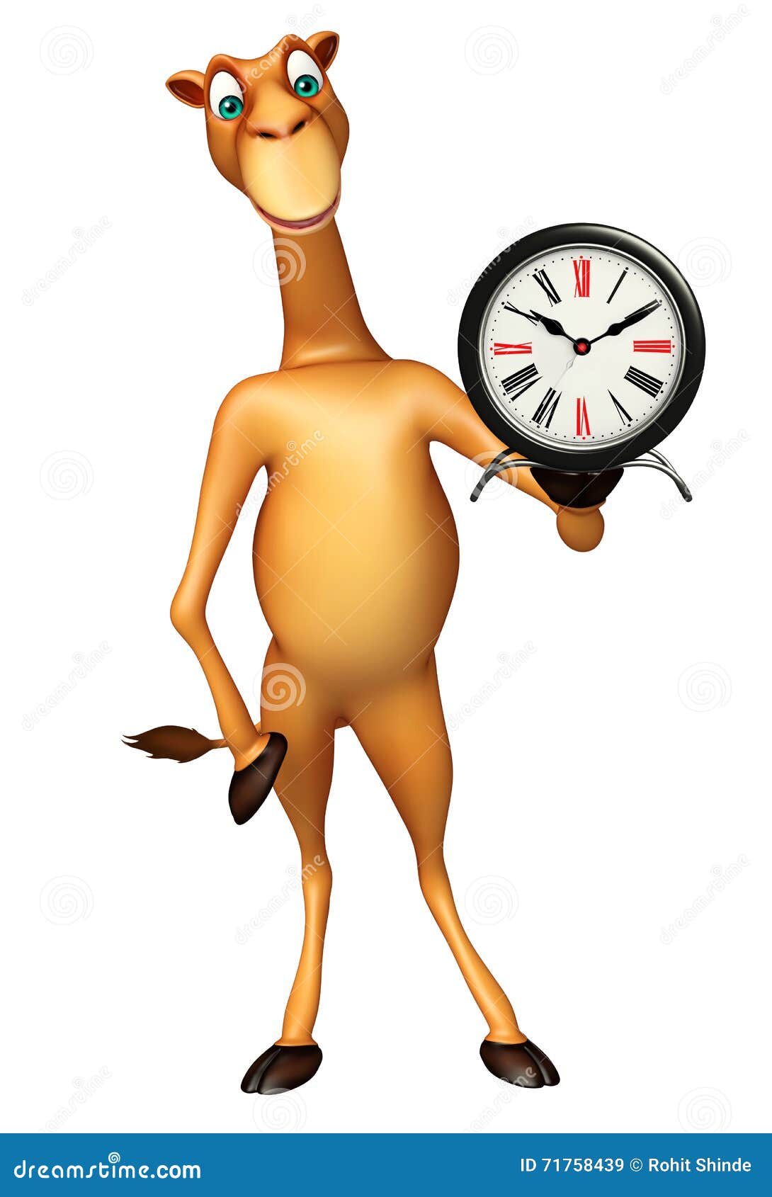 Cute Camel Cartoon Character with Clock Stock Illustration ...