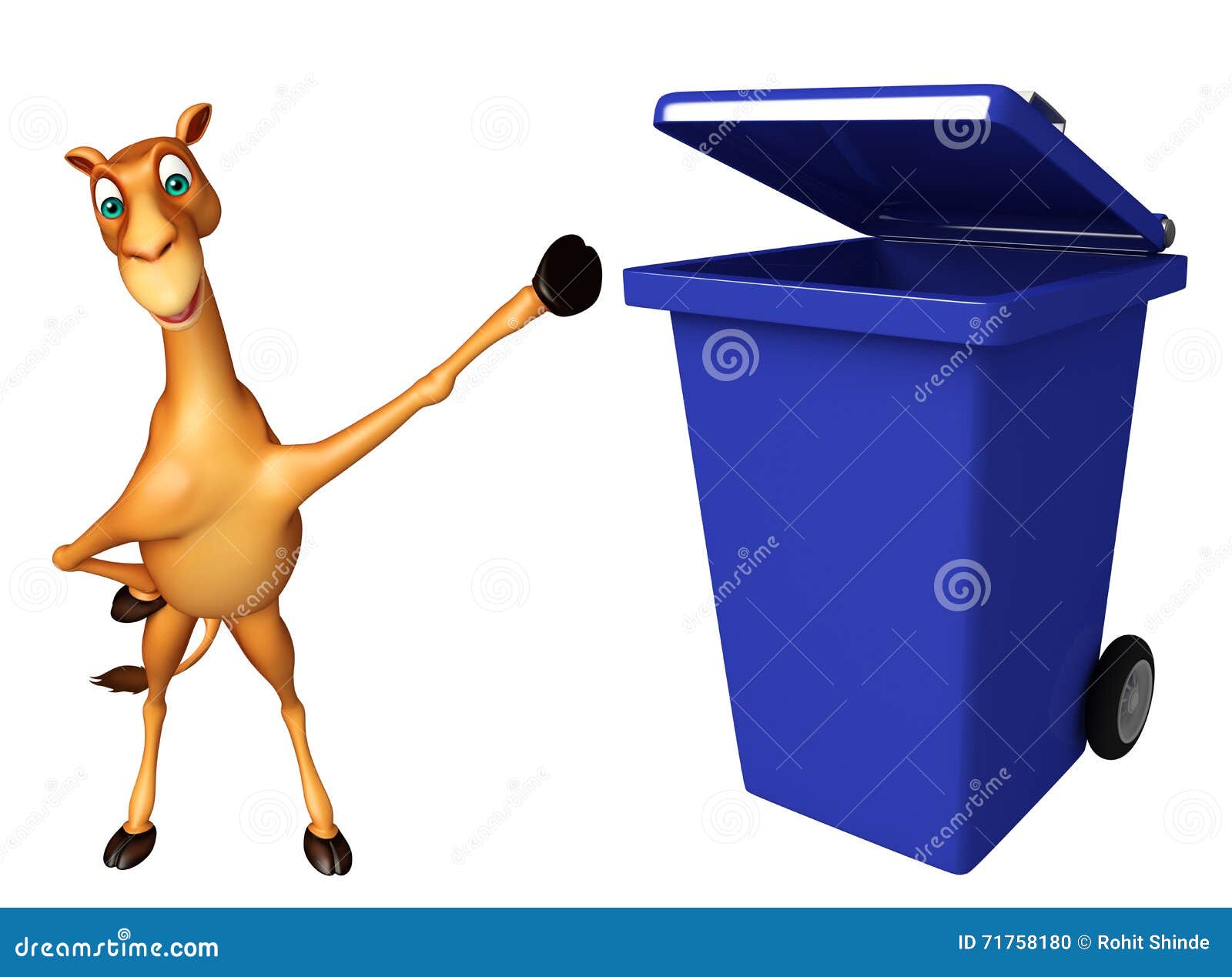 Cartoon Dustbin With Hands Laughing Happily Vector Illustration ...