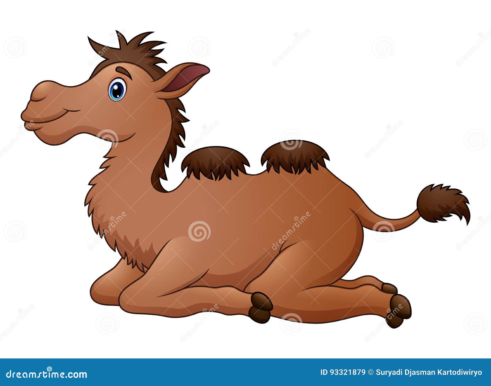 Camel Sitting With A Saddle. Raster Illustration In Flat Cartoon Style ...