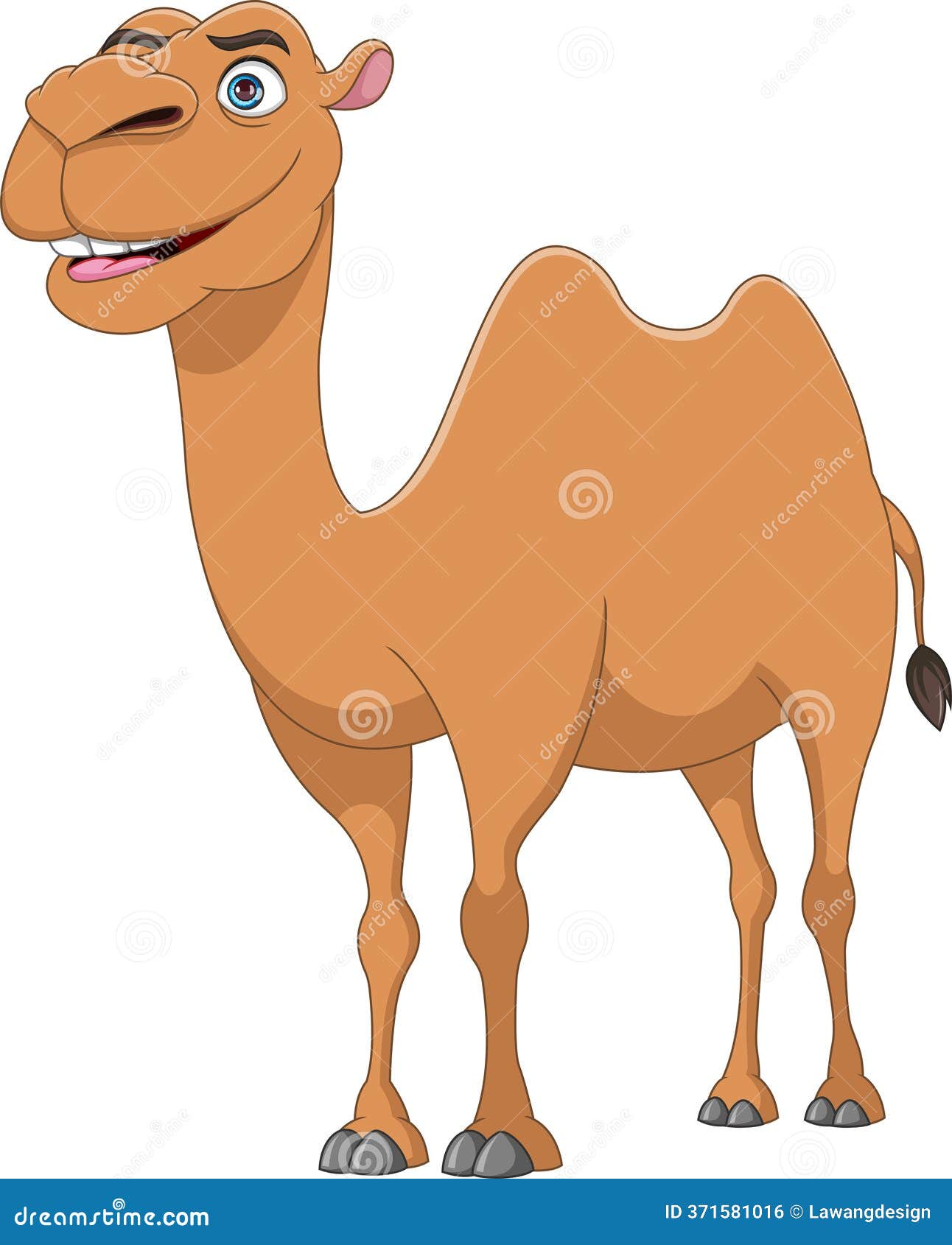 Camel In Cartoon Style, Side View. Saddled Domestic Pack Animal Vector ...