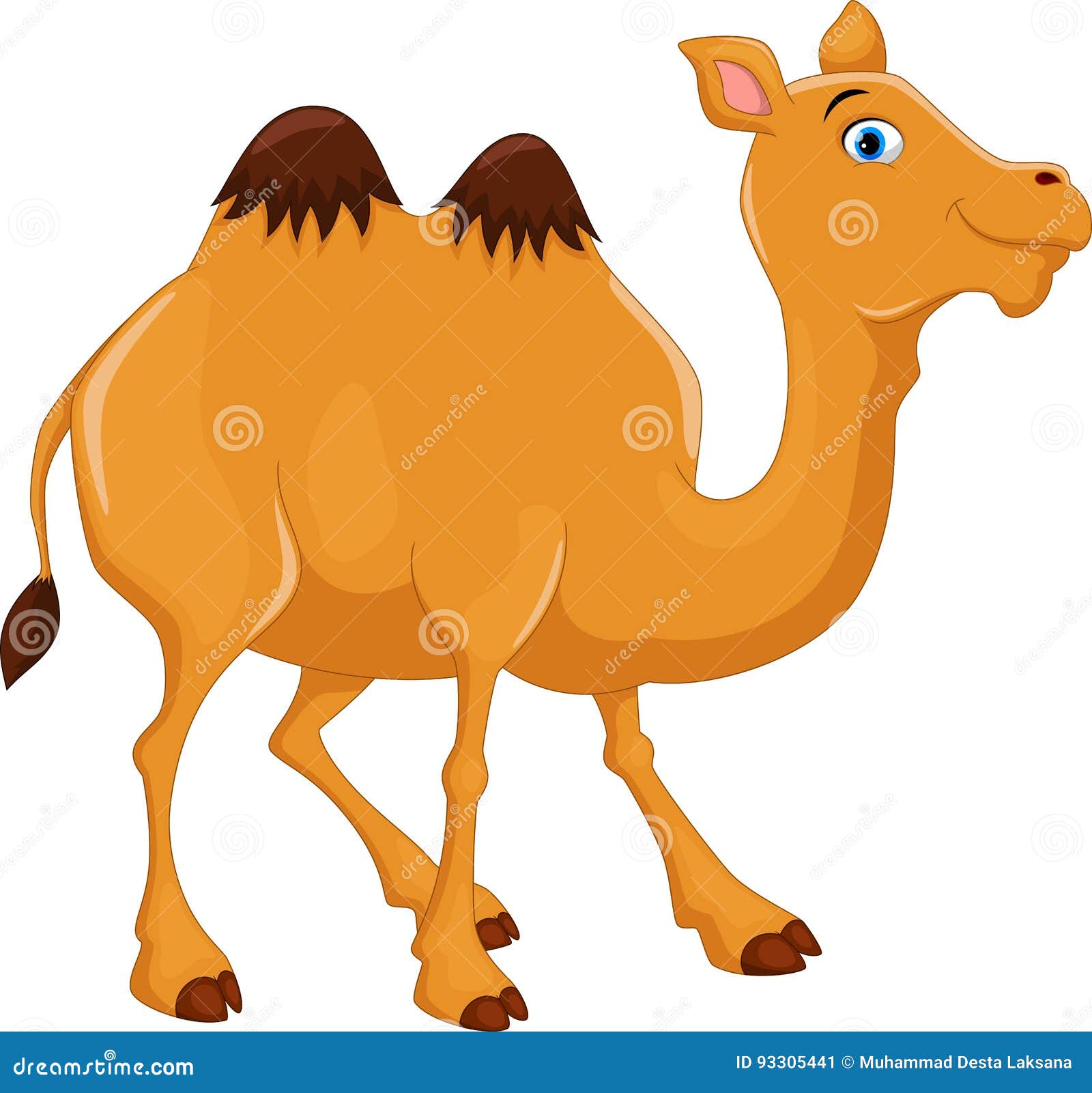Camel In Cartoon Style, Side View. Saddled Domestic Pack Animal Vector ...