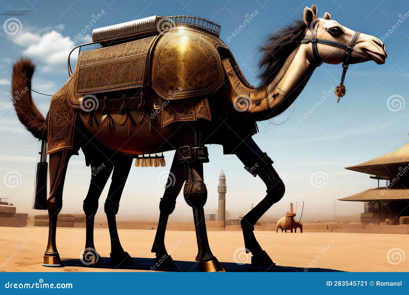 Cute Camel Made Out of Metal Generated by AI. Robot Camel Stock ...