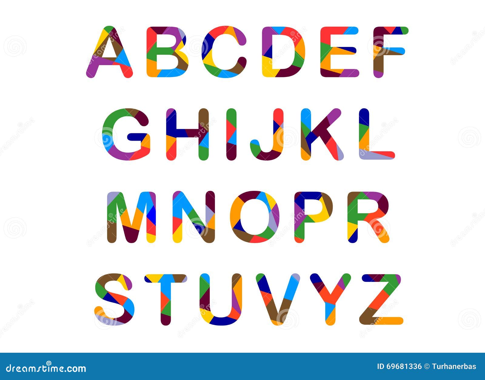 Colored Alphabet Letters With Bloated Outline Cartoon Vector ...