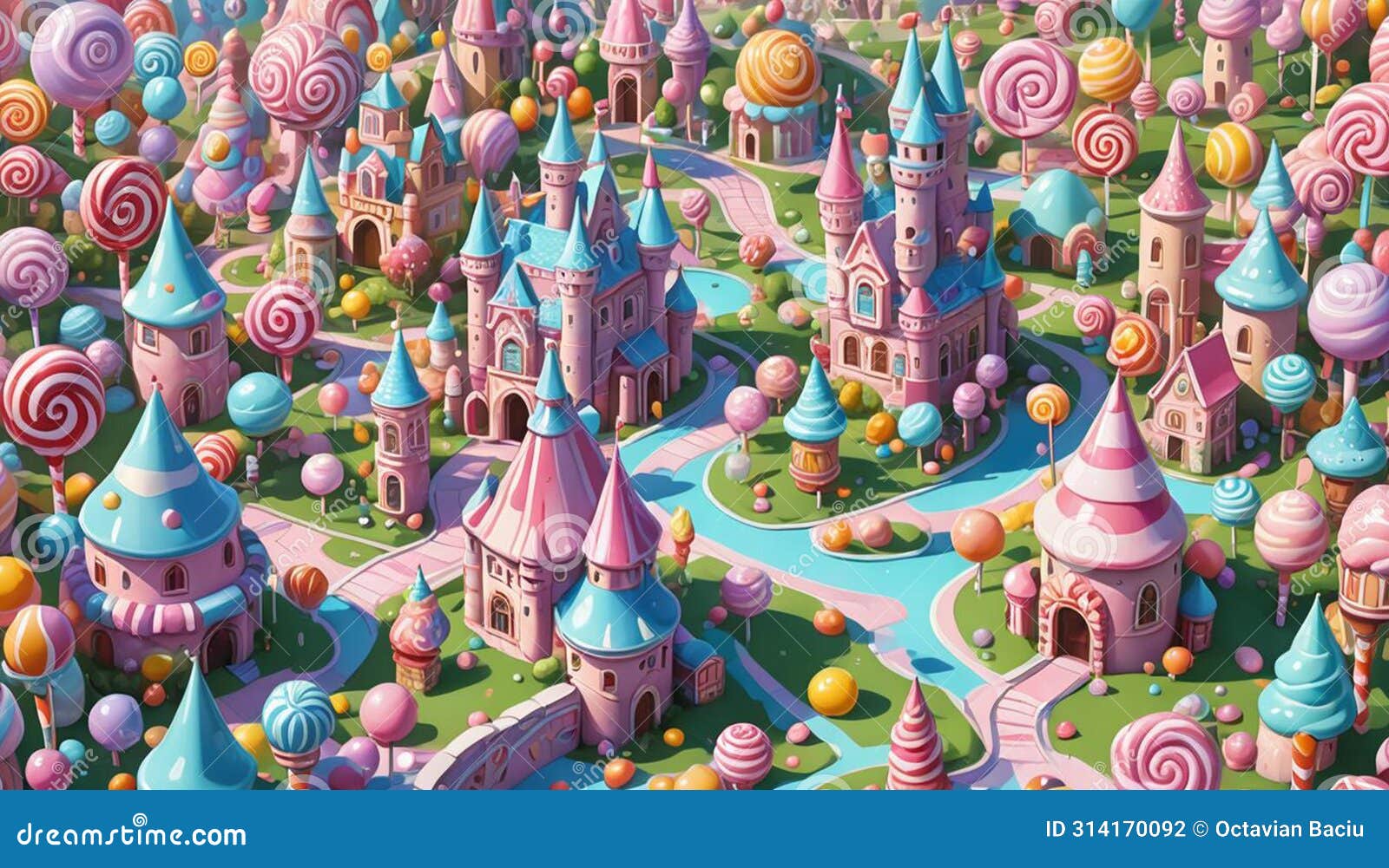 Cute Candyland In Pastel Colors, Generative Ai Illustration ...