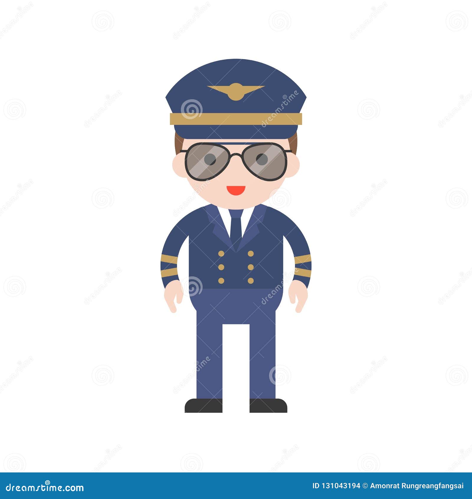 Cute Captain Character, Professional Set, Flat Design Stock Vector ...