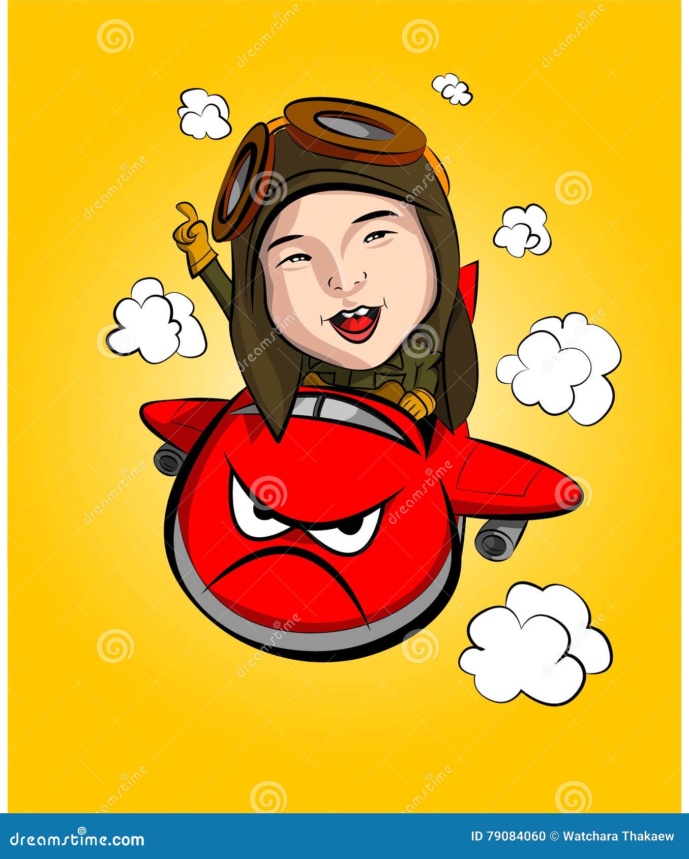 Funny Airplane Character With Big Eyes In A Black Outline For Coloring ...