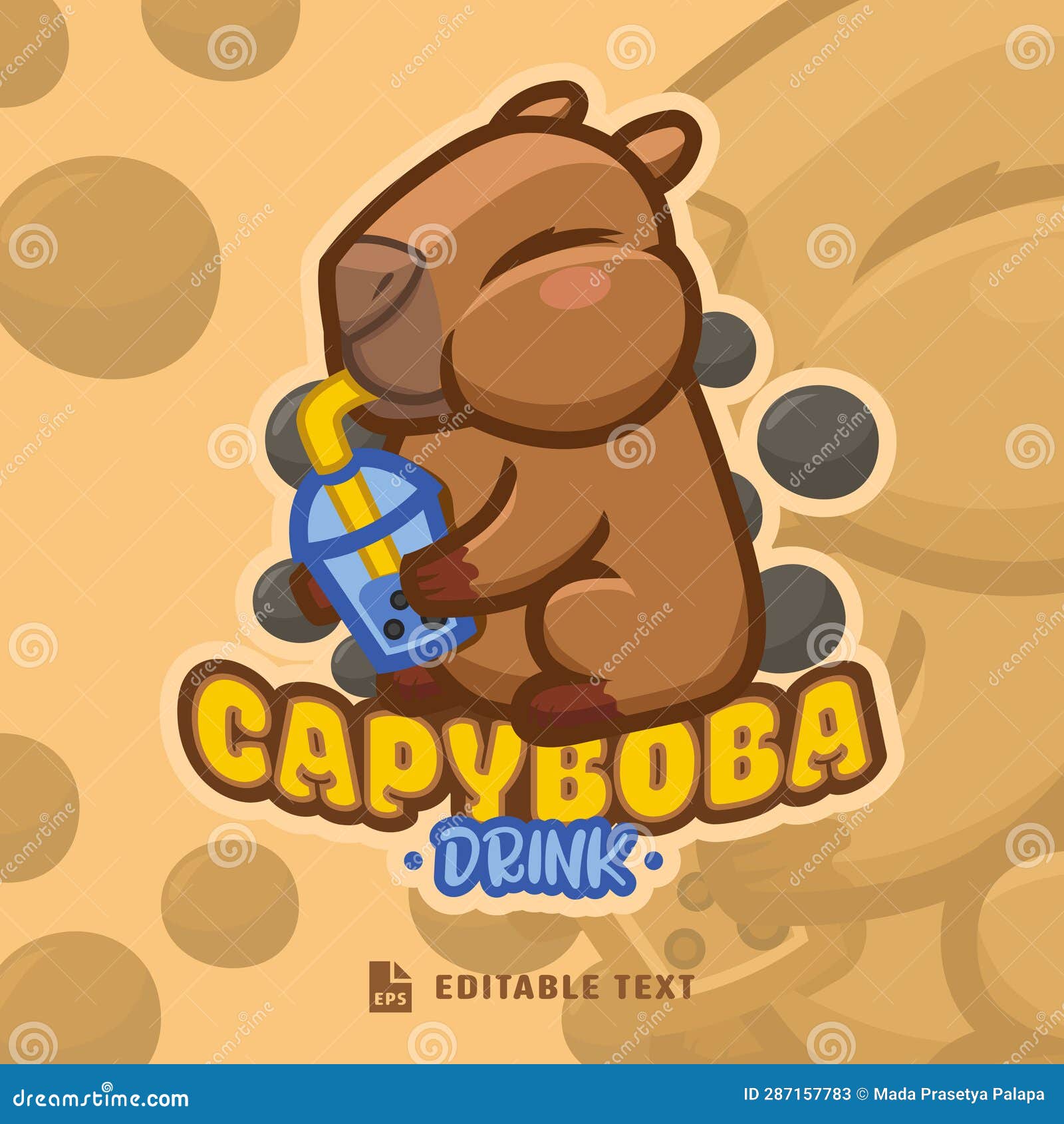 Cute Capy Logo Cartoon Character Stock Vector - Illustration of hearts ...